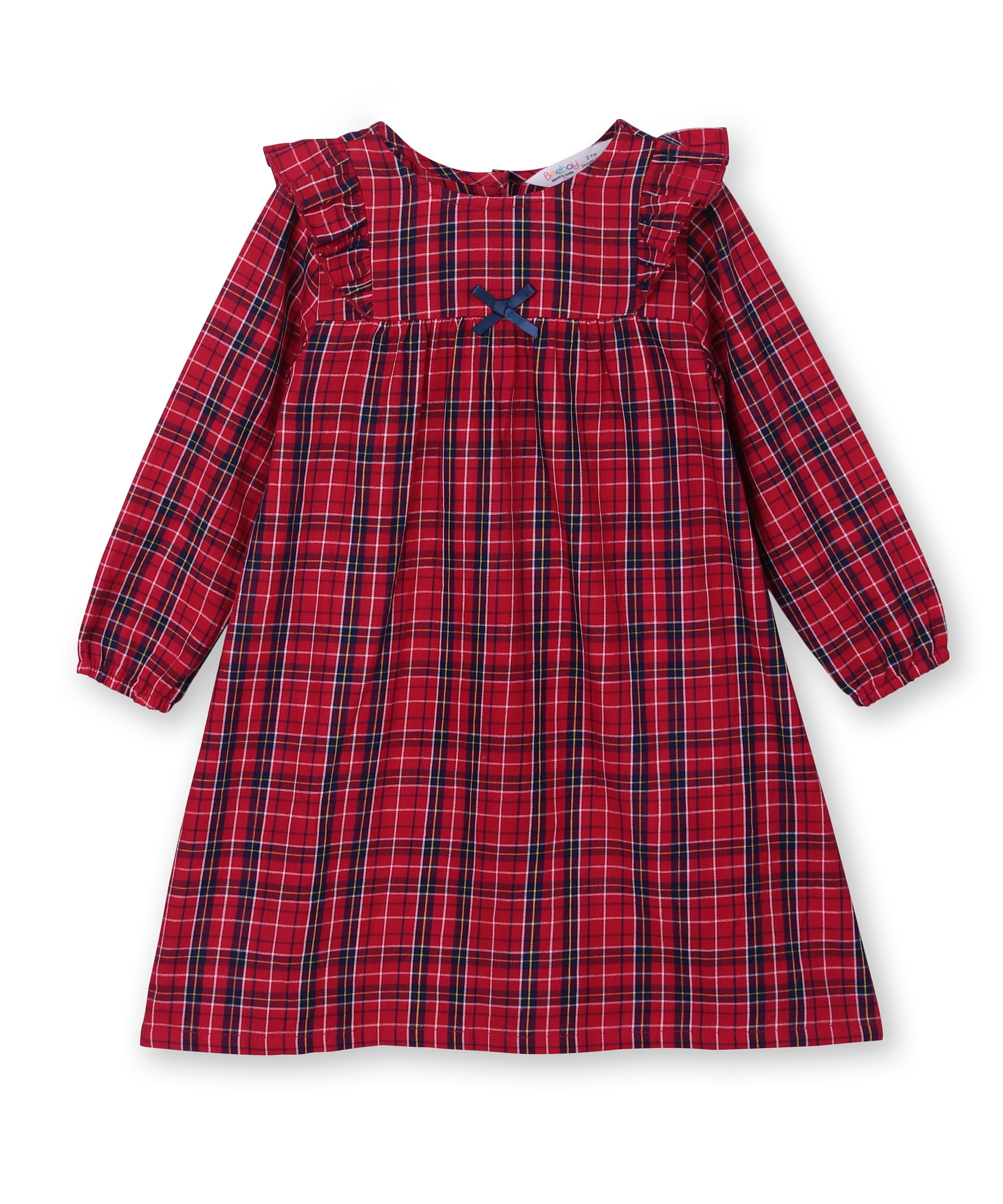 Beebay Shoulder frill check dress Red - 5 Years - Walmart.com