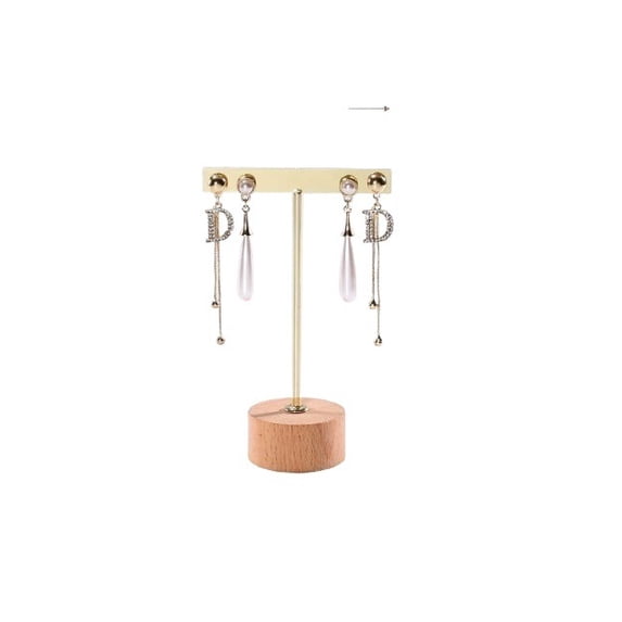 Beech Gold Earring Stand - Small Walnut Metal Earrings Display Rack for ...