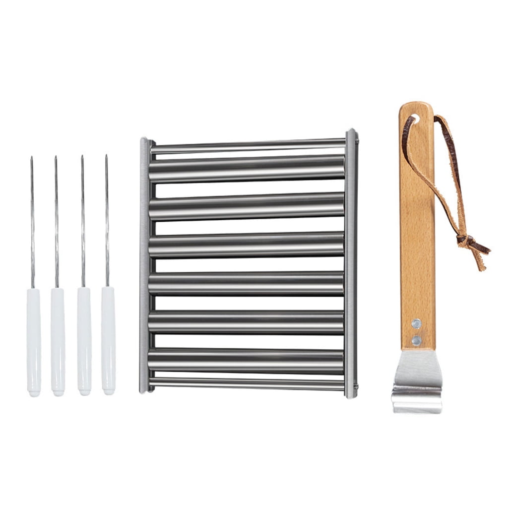 Beech Handle Rolling Sausage Holder BBQ Hot Dog Roller Rack for 5 Hot ...