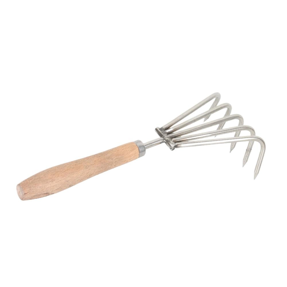 Beech Handle Stainless Steel 5-Tooth Rake (B) $ Stainless Steel Rake ...