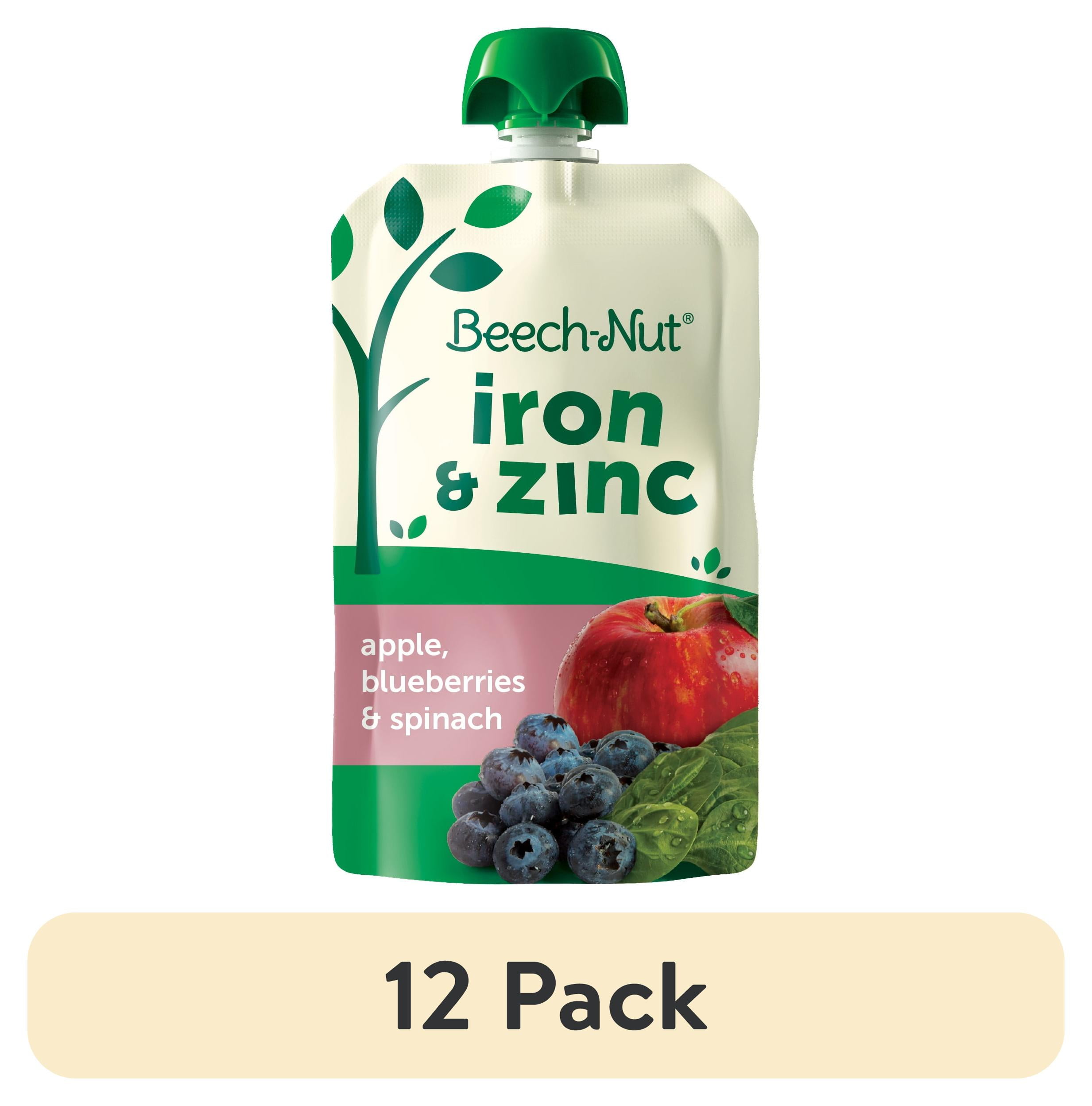 (12 pack) Beech-Nut Iron & Zinc Stage 4 Toddler Food, Apple Blueberry ...