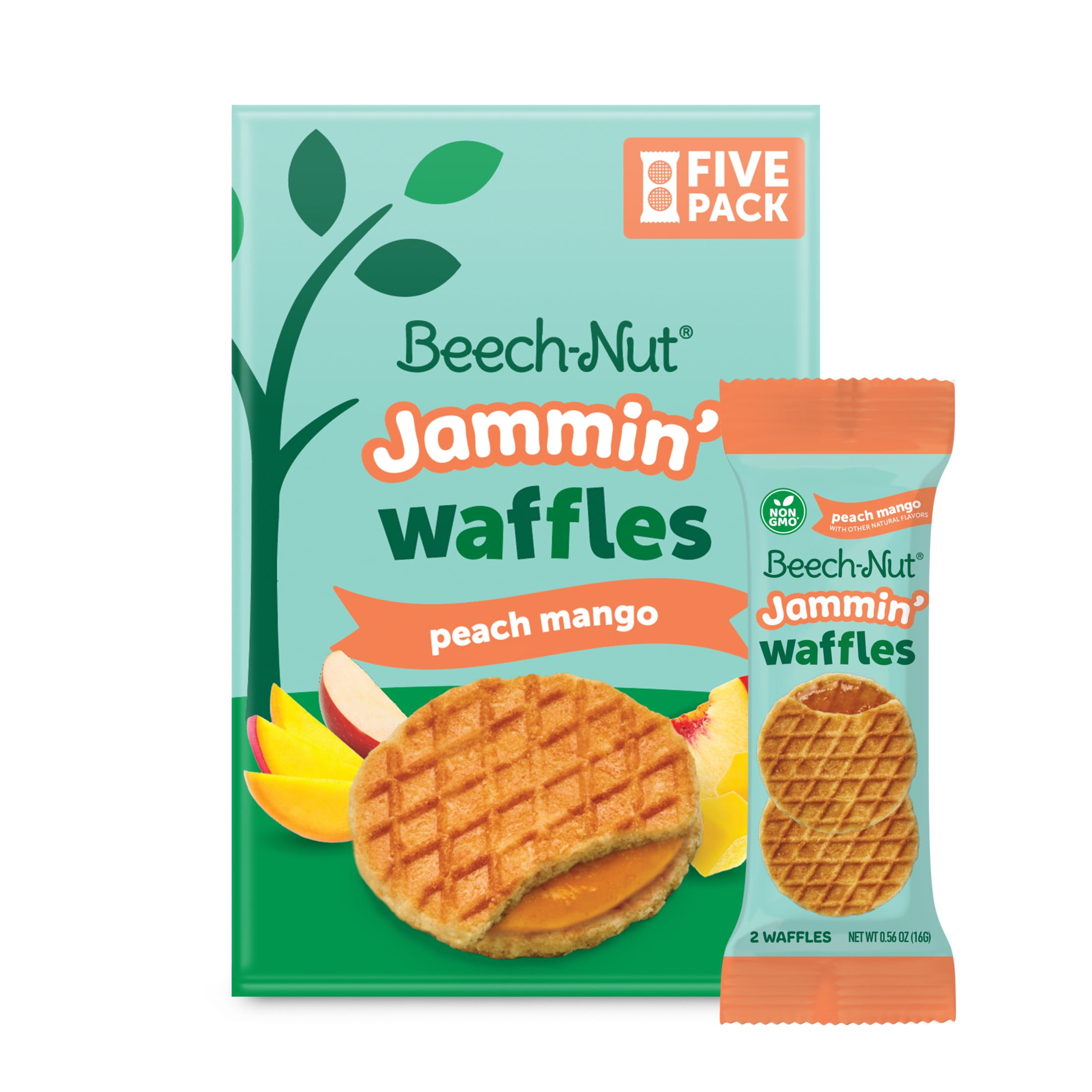 Beech-Nut Jammin' Waffles with Fruit Filling Toddler Snack, Peach Mango ...