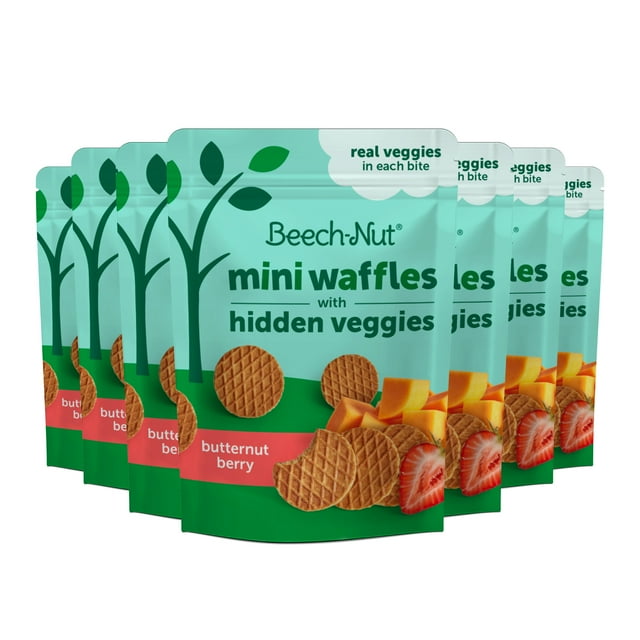 Beech-Nut Mini Waffles Butternut Berry Hidden Veggies Toddler Snack, 3. ...