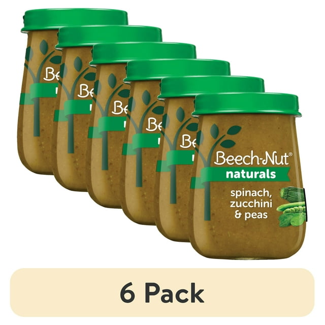 (6 pack) Beech-Nut Naturals Stage 2 Baby Food, Spinach Zucchini & Peas ...