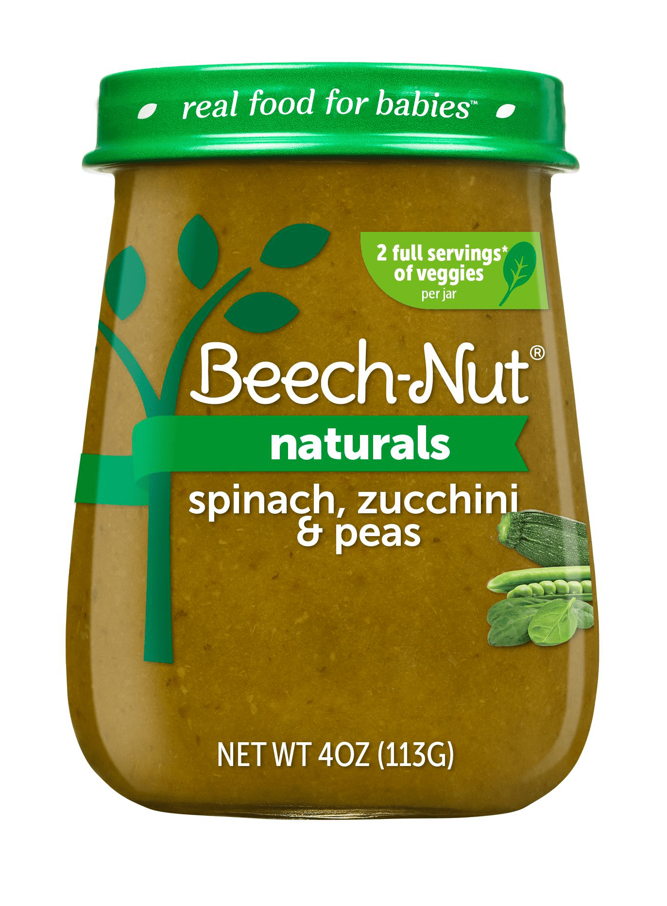Beech-Nut Naturals Stage 2 Baby Food, Spinach Zucchini & Peas, 4 oz Jar ...