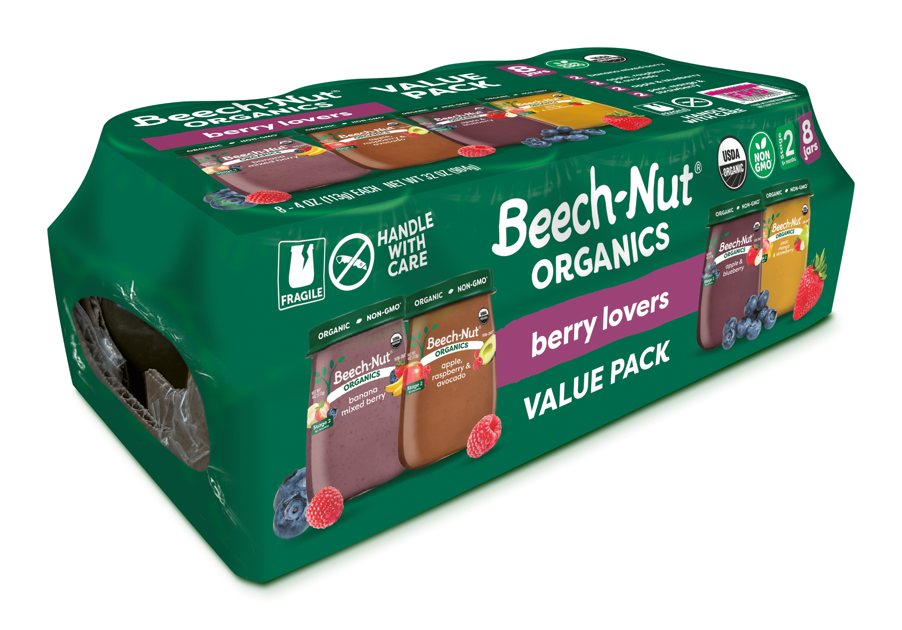 Beech-Nut Organics Stage 2 Baby Food, Berry Lovers Variety Pack, 4oz ...