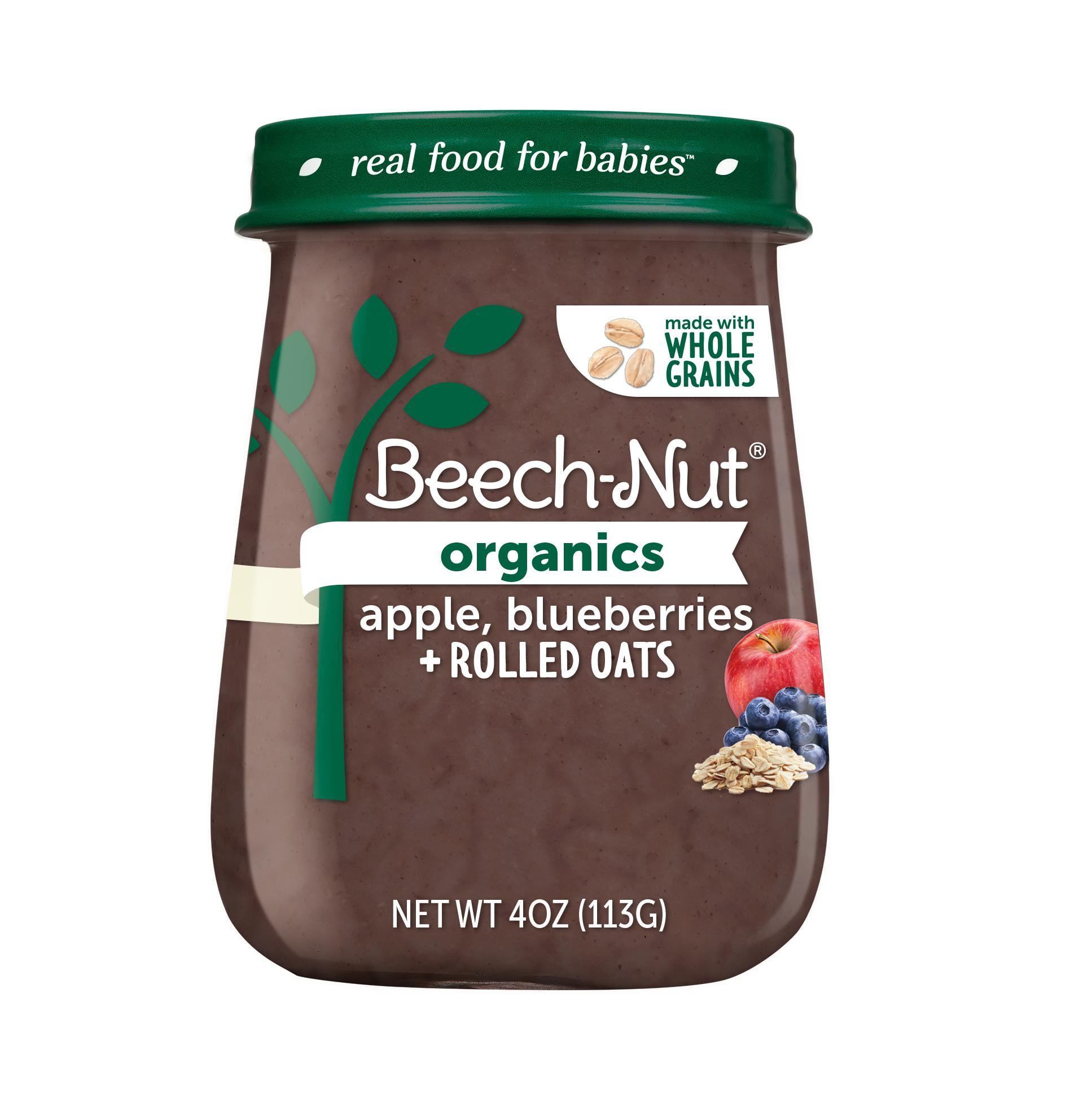 Beech-Nut Organics Stage 3 Organic Baby Food, Apple Blueberry & Oats, 4 ...