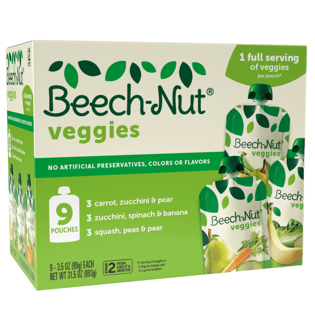 Beech-Nut Veggies Stage 2 Baby Food Variety Pack, 3.5 oz Pouch (9 Pack ...