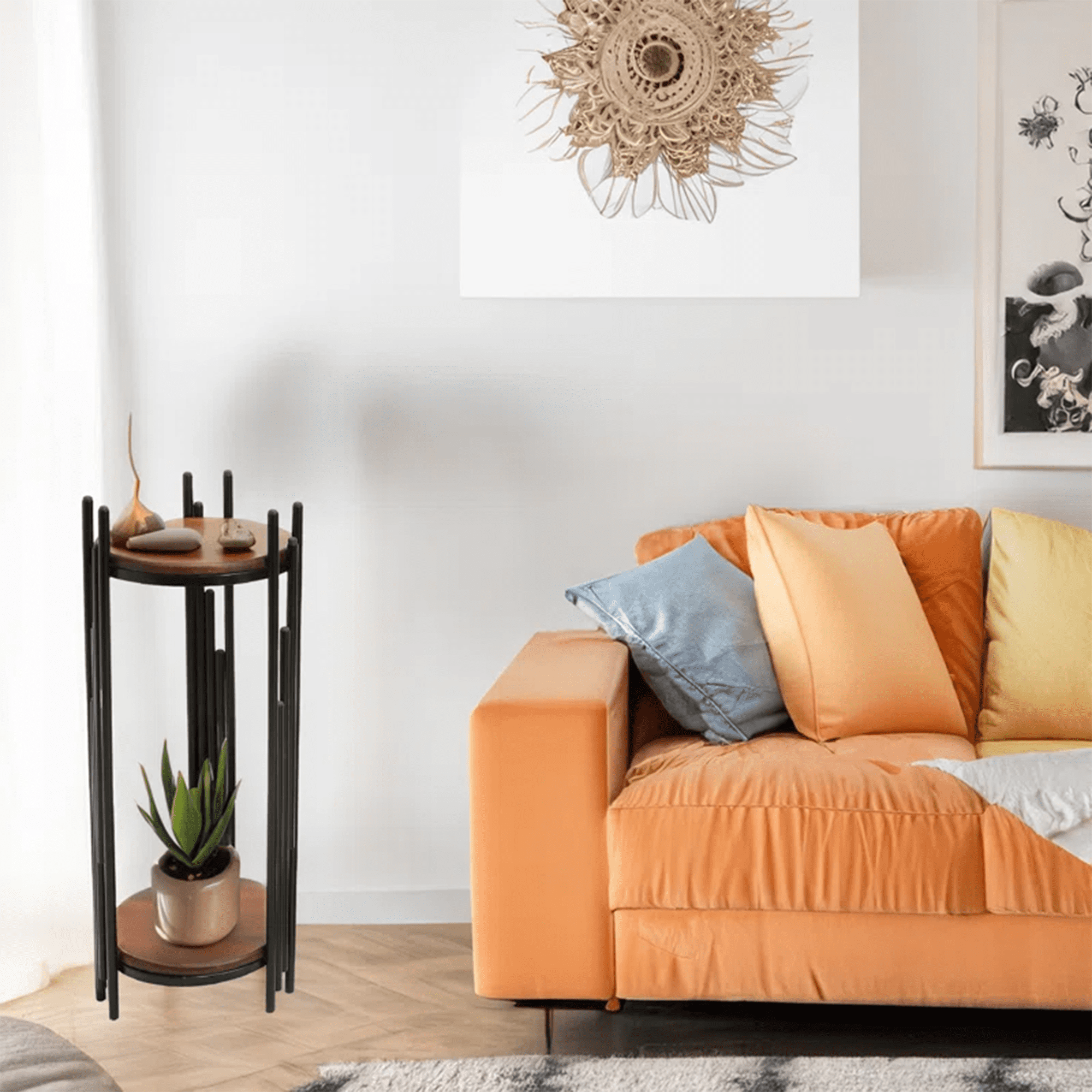Beech Solid Wood Metal Frame End Table - Walmart.com