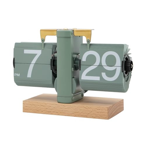 Beech Wood Base Flip Down Clock,Retro Digital Flip Desk Clock,Vintage ...