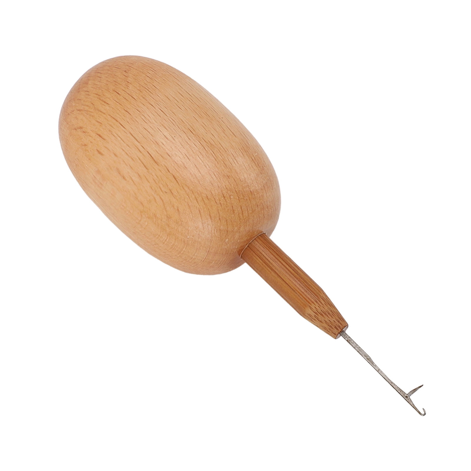 Beech Wood Darning Egg with Stainless Steel Crochet Hook, 3.1 x 1.5 ...