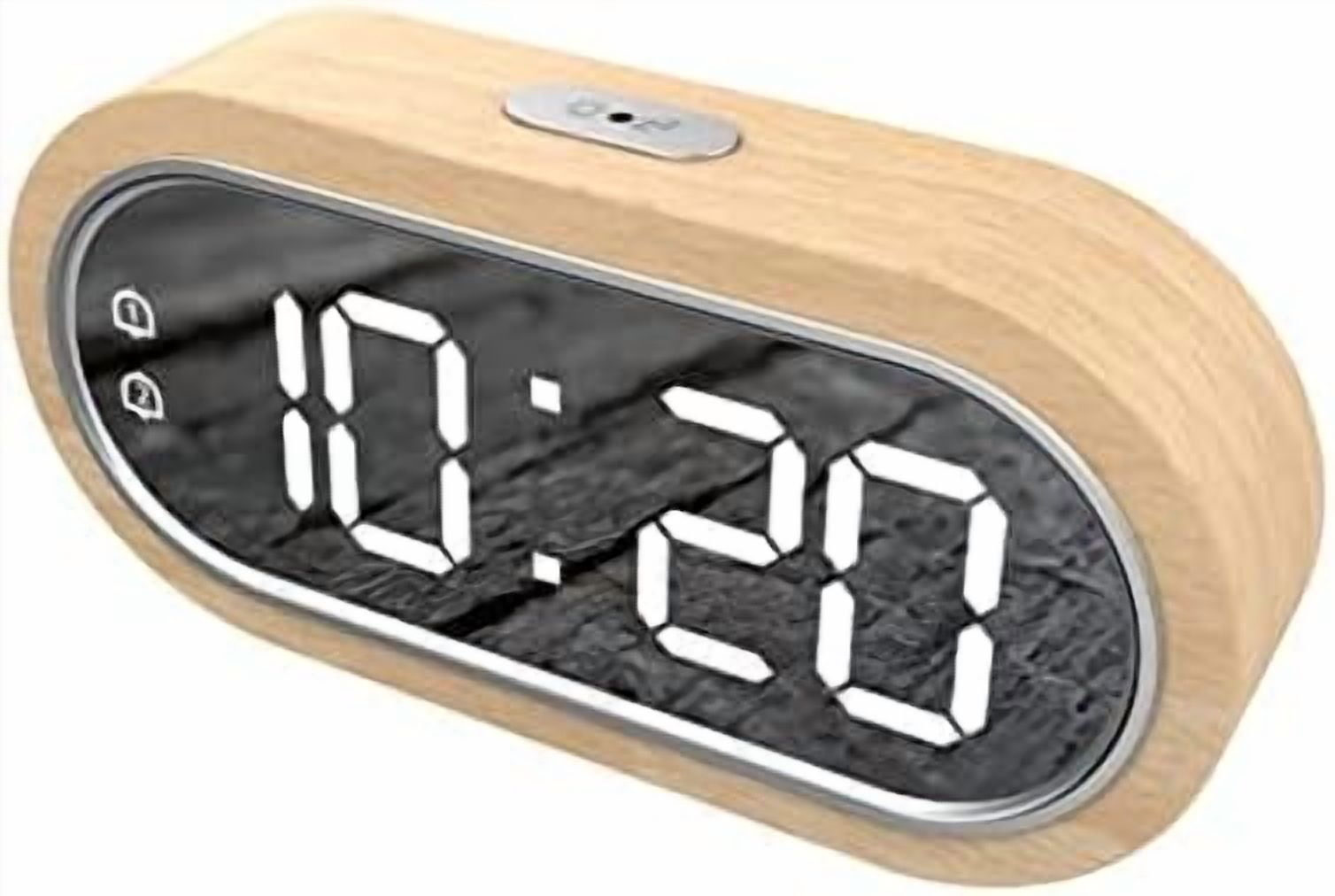 Beech Wood Digital Clock Dual Alarm Snooze USB Alarm Clock Table ...