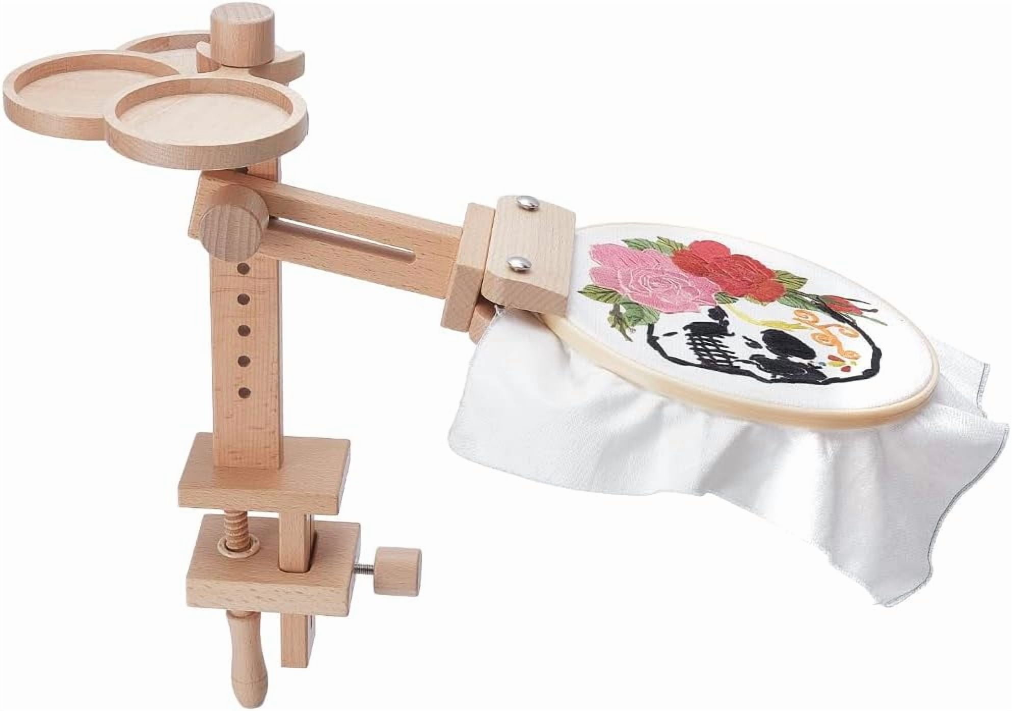 Beech Wooden Embroidery Hoop Holders Stand Adjustable Stitching Stands ...