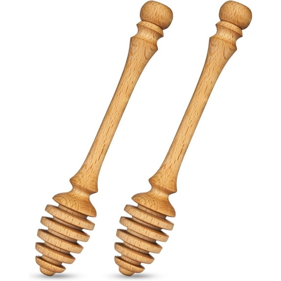 Beech Wooden Honey Dipper Sticks Set of 2, 7.1 Inch Wooden Honey Spoons ...
