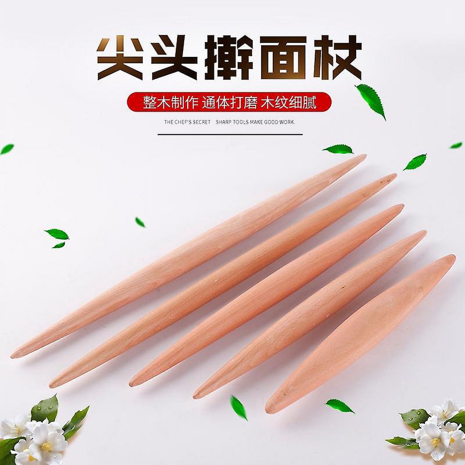 Beech pointed rolling pin wooden pointed rolling stick dumpling skin ...