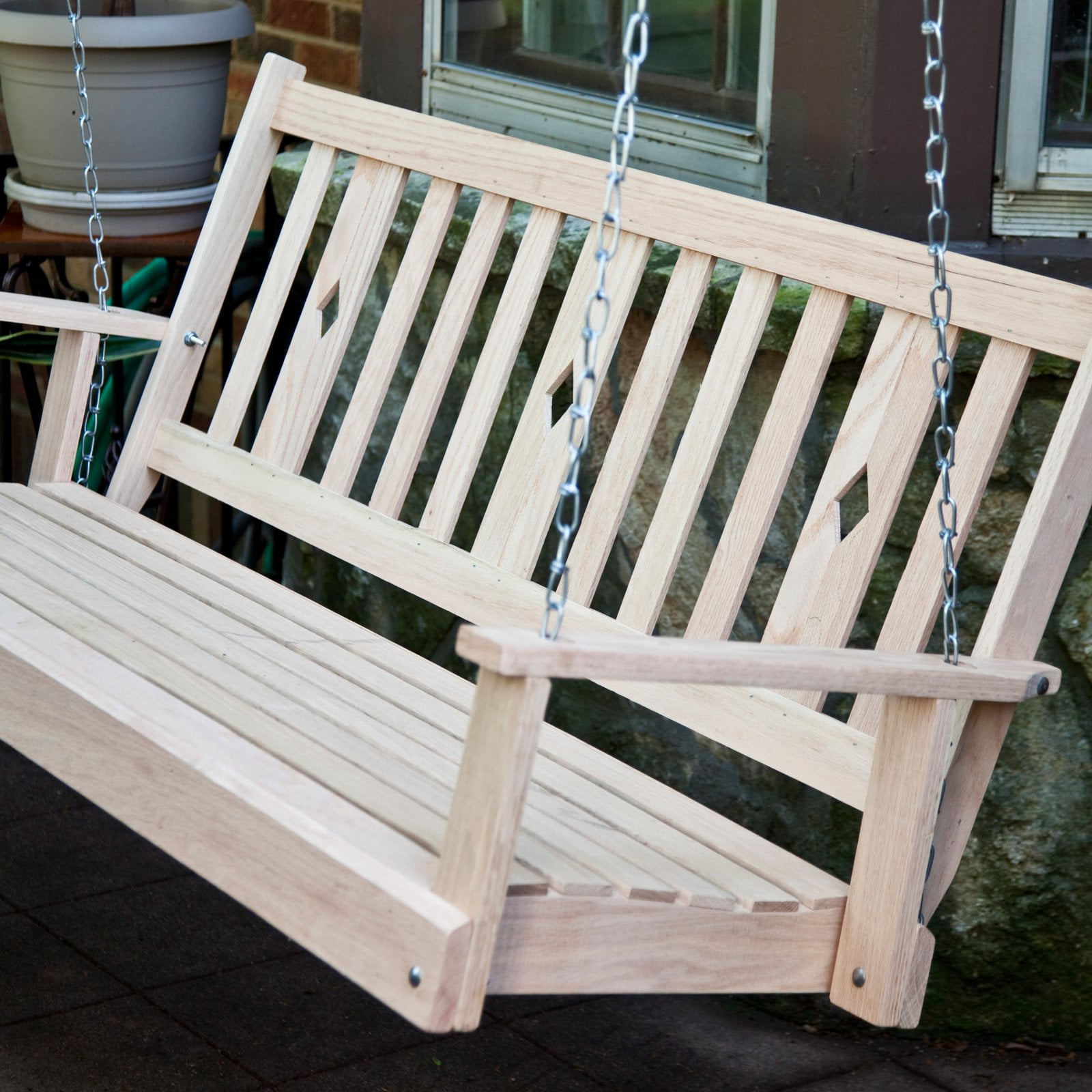 Beecham Swing Co. Unfinished Oak Diamondback Porch Swing, Three Adults ...