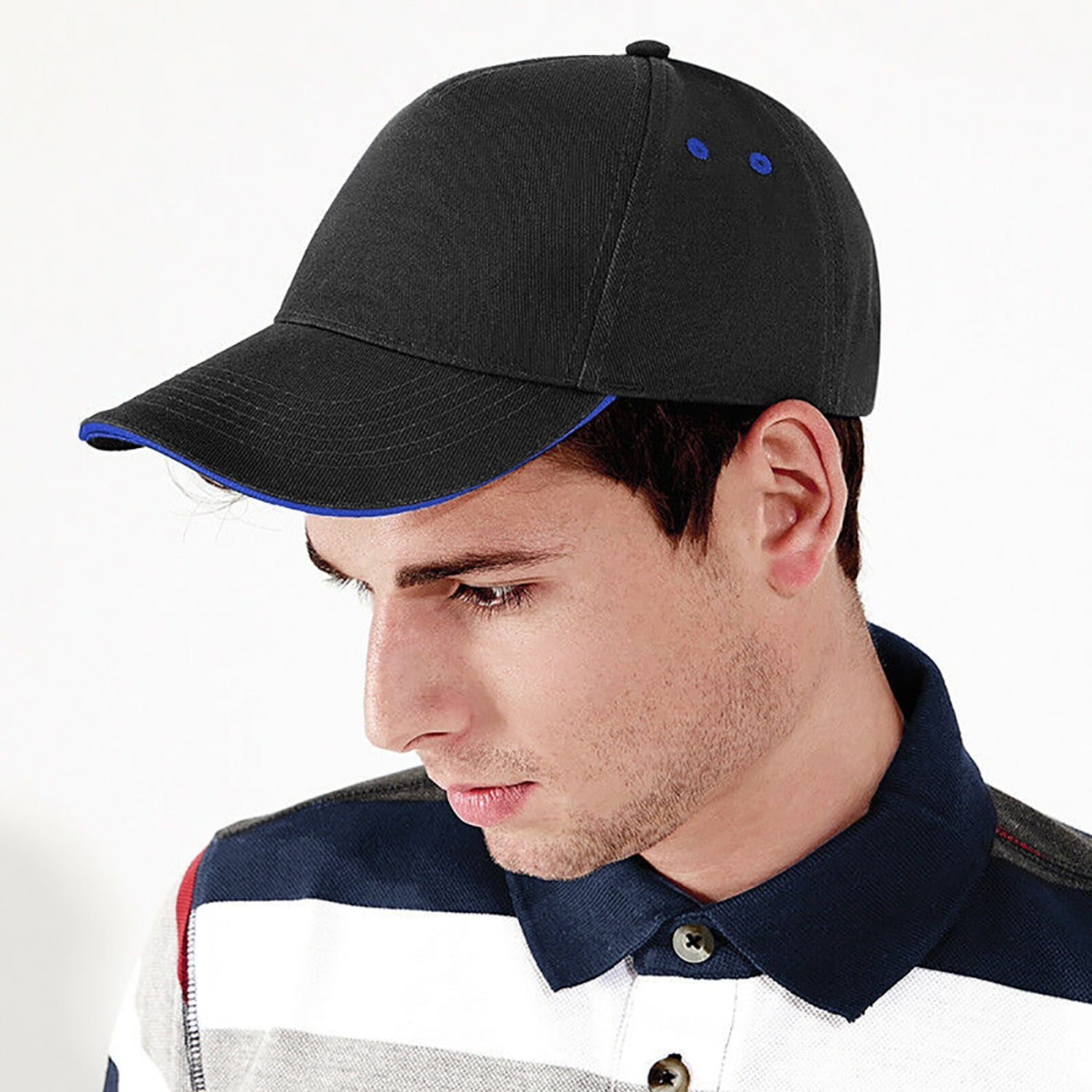 Beechfield Ultimate 5 Panel Contrast Baseball Cap With Sandwich Peak ...