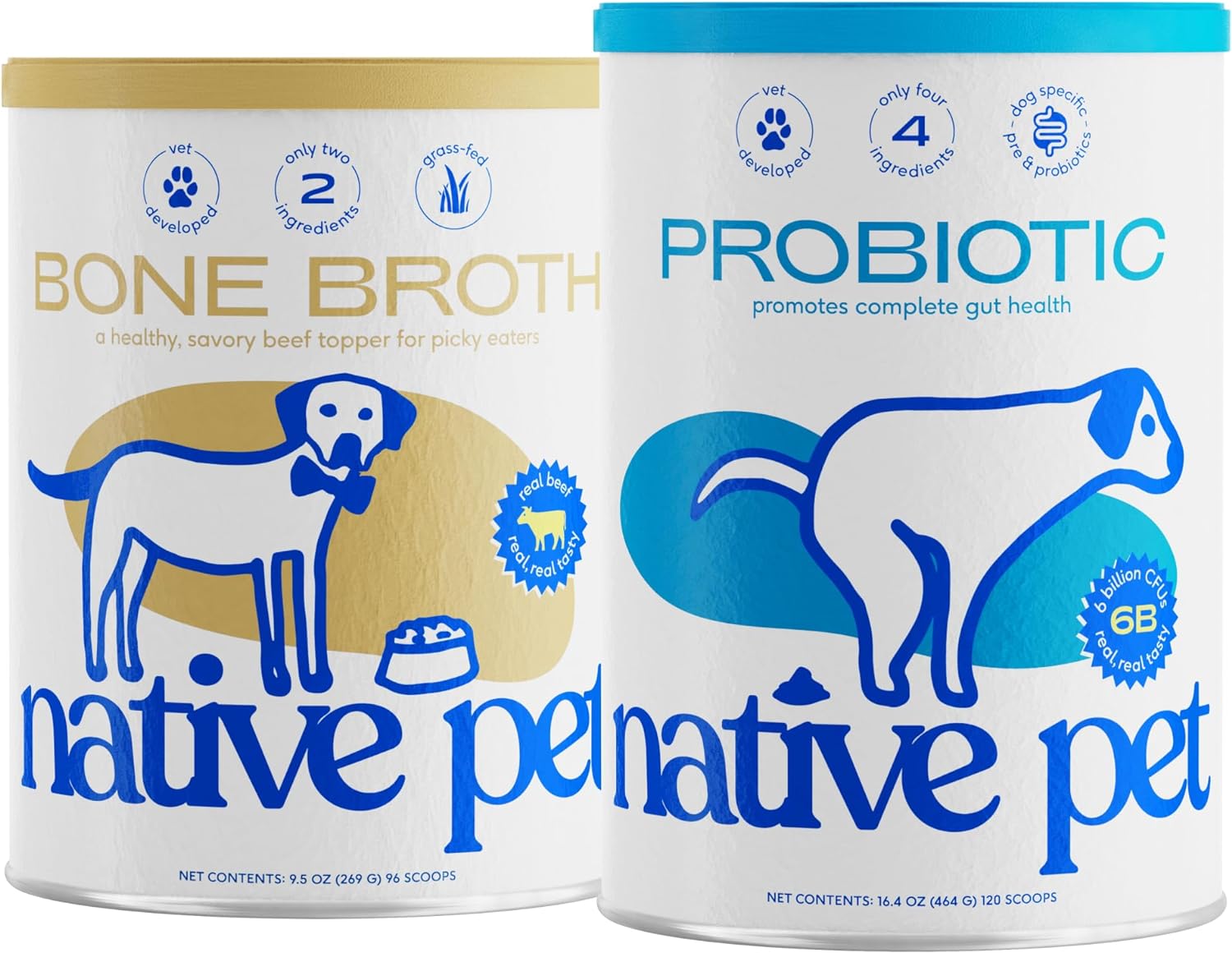 Beef Bone Broth For Dogs (9.5 Oz) & Probiotic For Dogs (16.4 Oz ...
