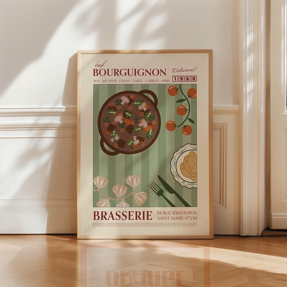 Beef Bourguignon Poster Kitchen Art Kitchen Poster Kitchen Print Food ...