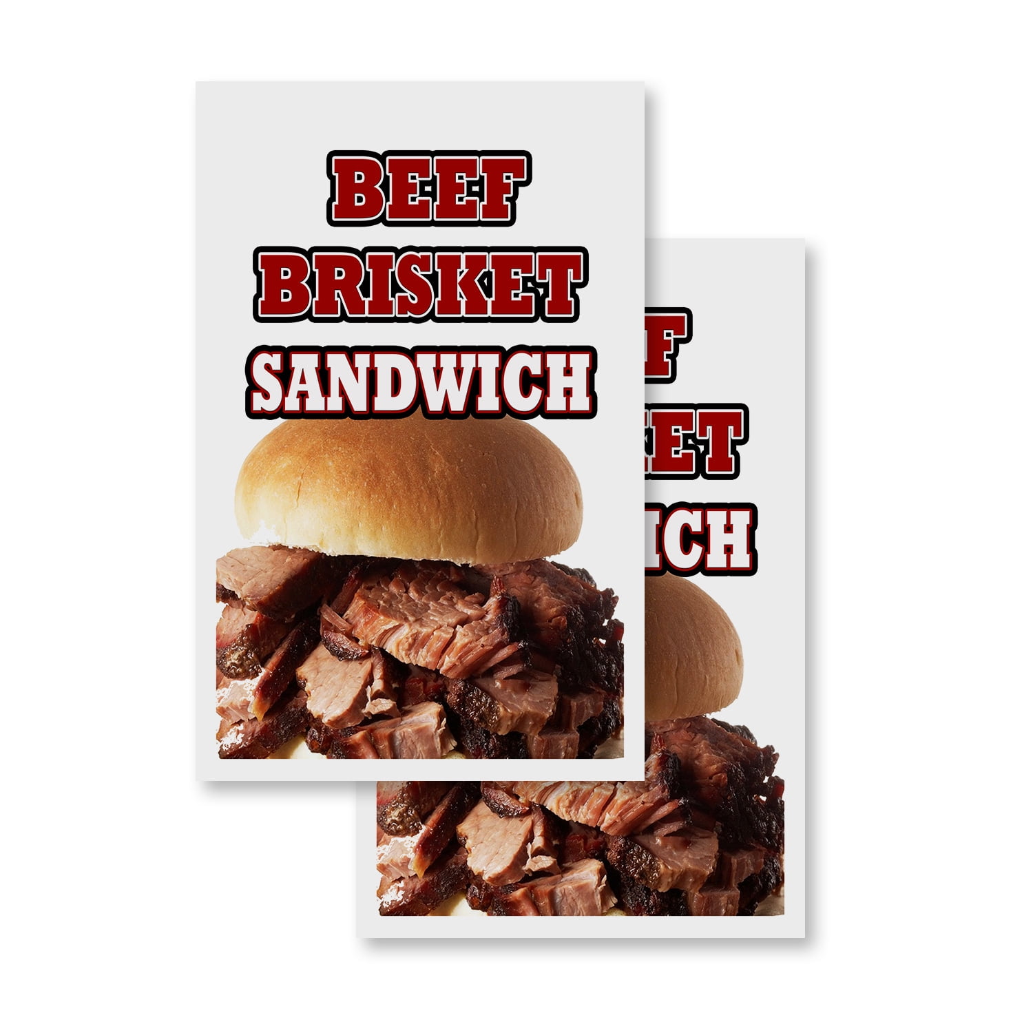 Beef Brisket Sandwich (2-PACK) 24" x 36" Vinyl Decals | Sign Insert ...