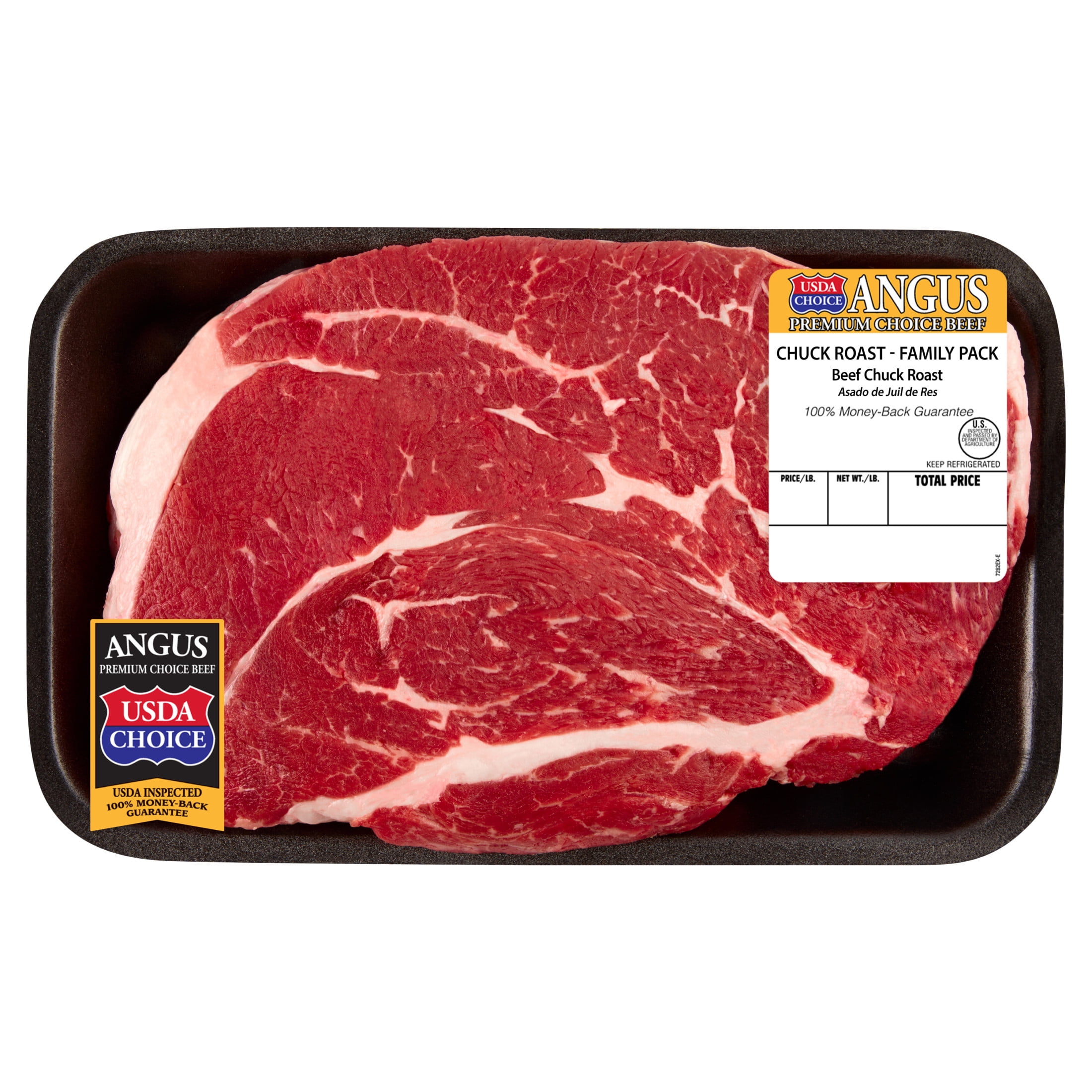 Chuck Roast, Choice Angus Beef, Tray, Family Pack, Fresh, 3.25 - 4.25 ...