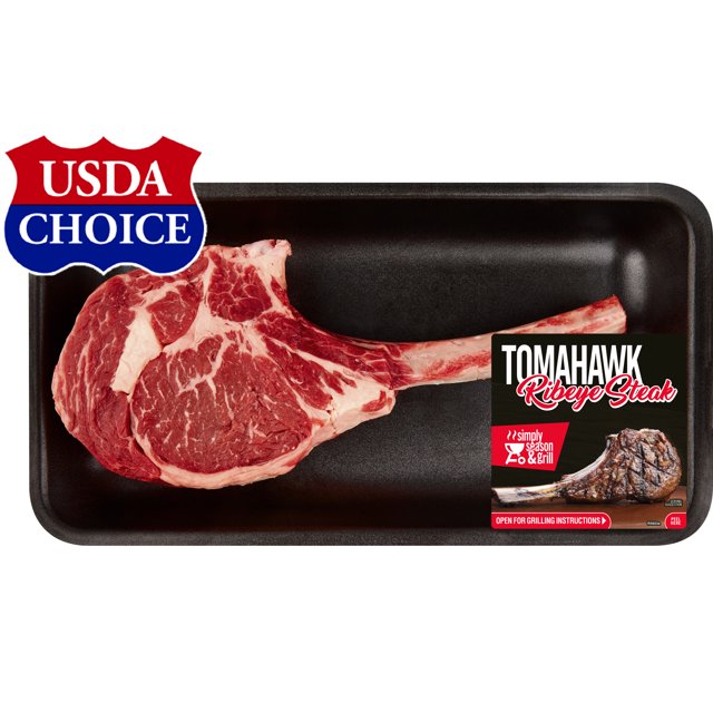Beef Choice Angus Tomahawk Ribeye Steak Bone-in, 1.68 - 3.22 lb Tray ...