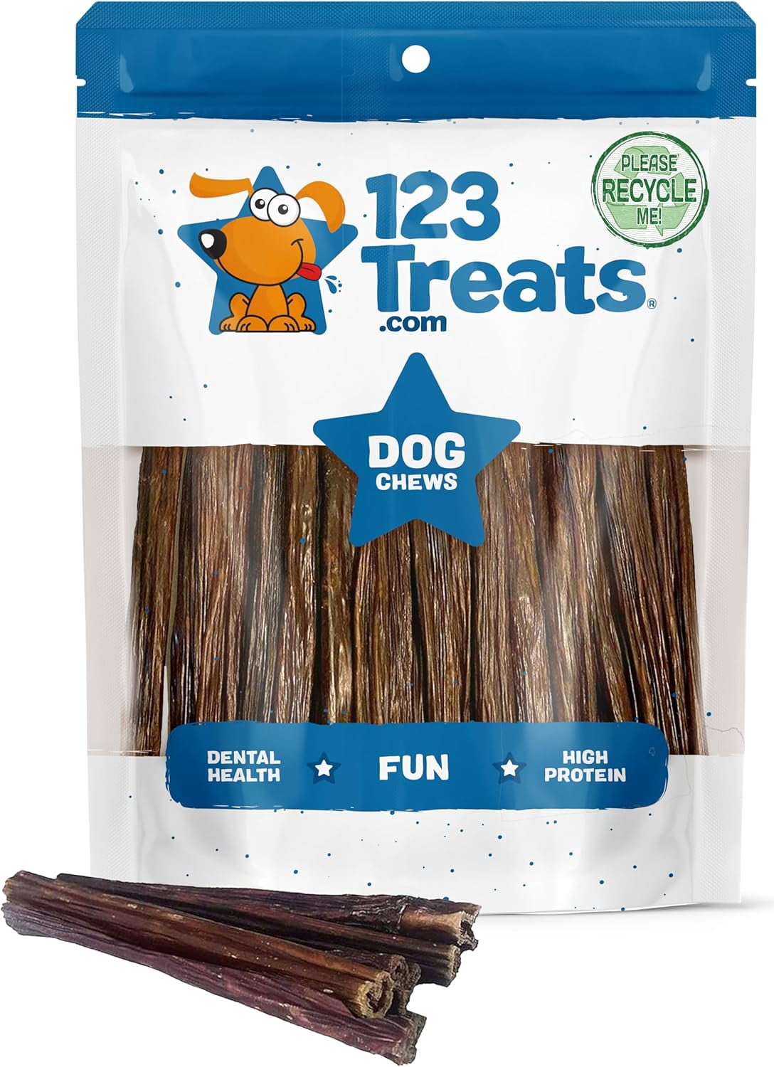"123Treats Beef Dog Snack - 100% Natural Esophagus Gullet Chews (Beef ...