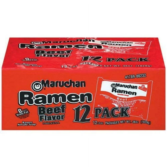 Beef Flavor Ramen Noodle Soup - 12 Packets - Walmart.com