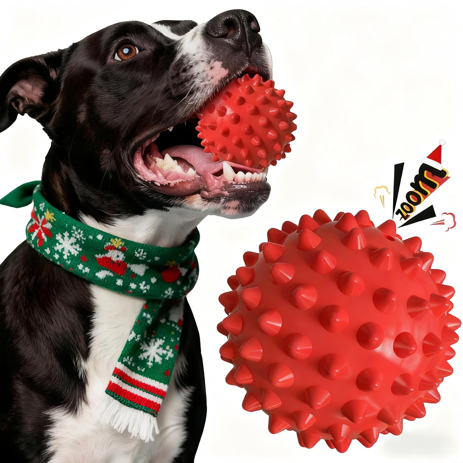 Beef-Flavored Durable Ball for Aggressive Chewers, Tough Squeaky Rubber ...