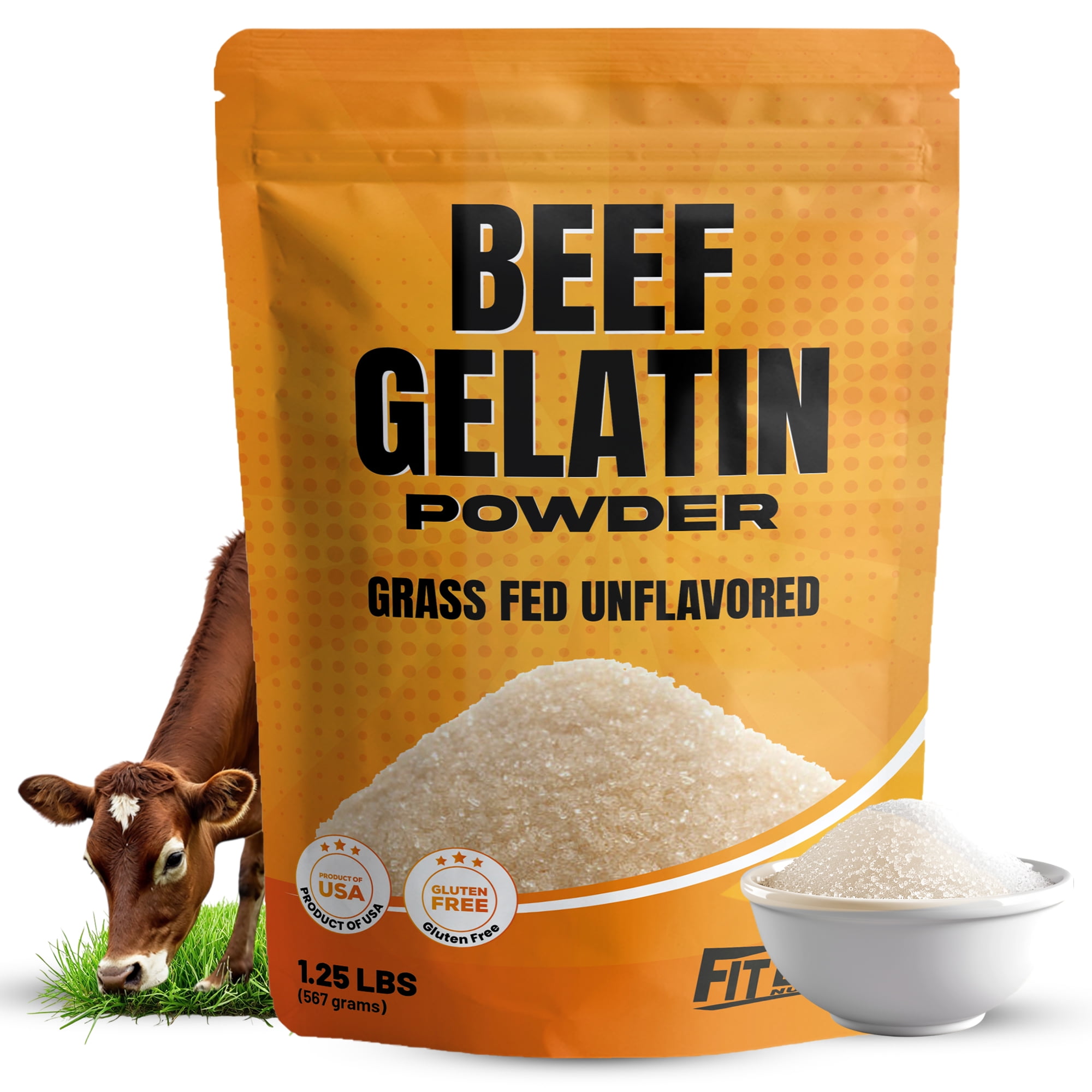 Beef Gelatin Powder 1.25 lbs - Grass-Fed, Unflavored, Non-GMO - Premium ...