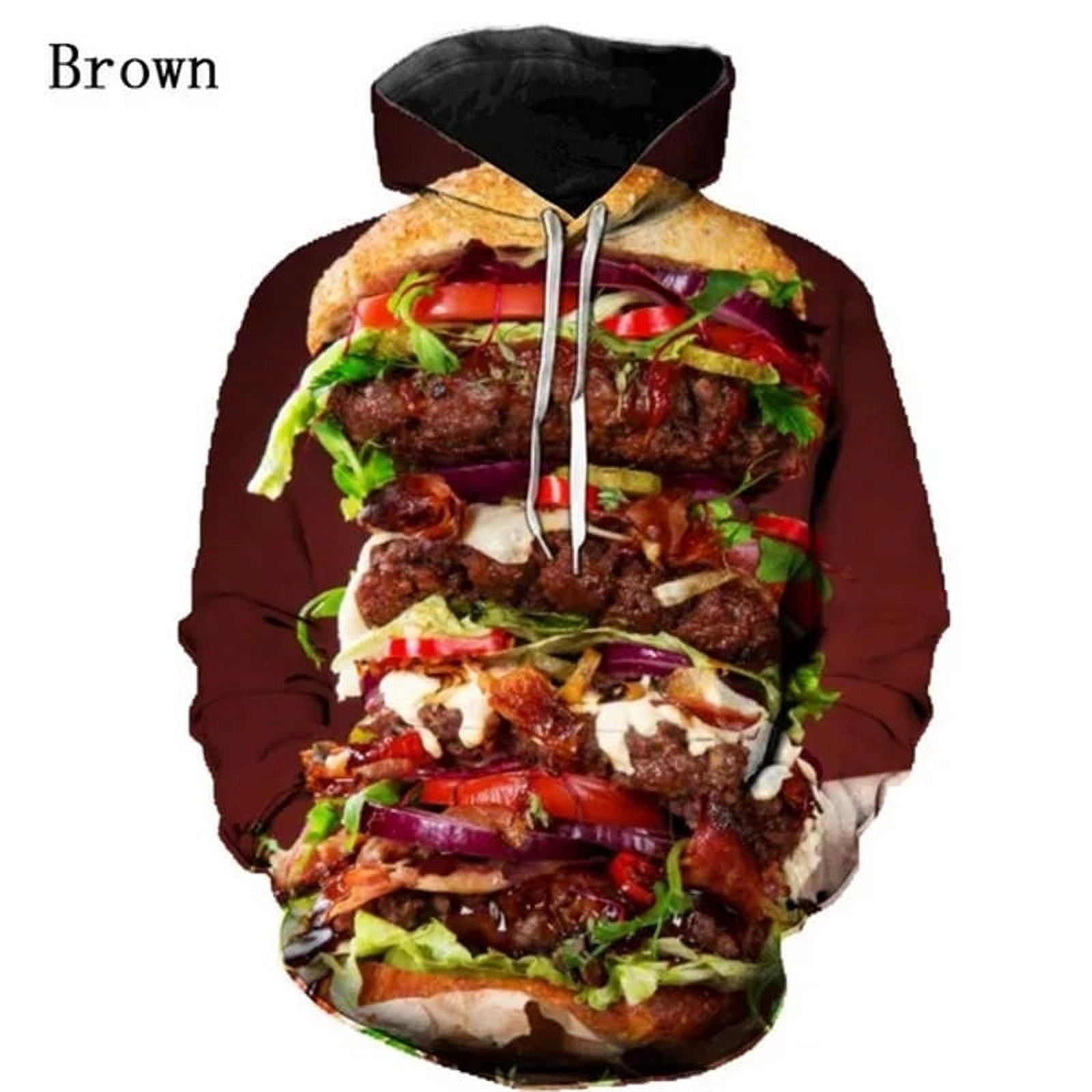Beef Hamburger Graphic Hoodie Men Pullovers 3D Print Delicious Fast ...