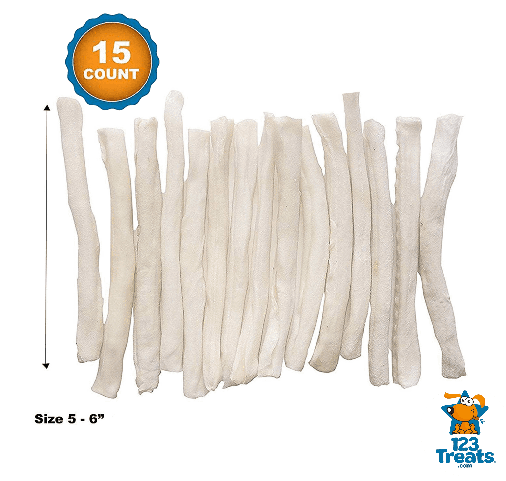 123 Treats Long Lasting Beef Hide Sticks Rolls for Dogs - 5-6" Natural ...