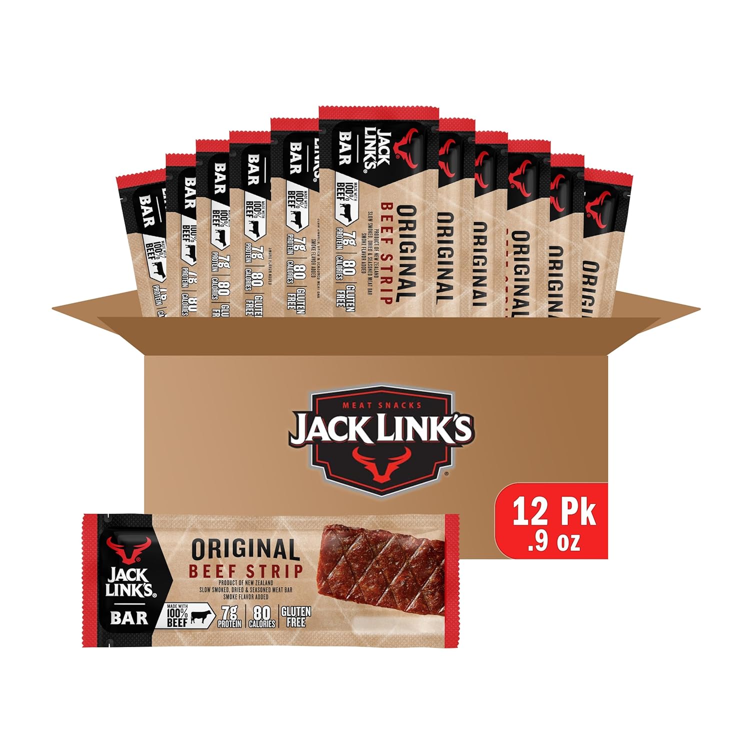 Beef Jerky Bars, Original - 7g of Protein and 80 Calories Per Bar, Made ...