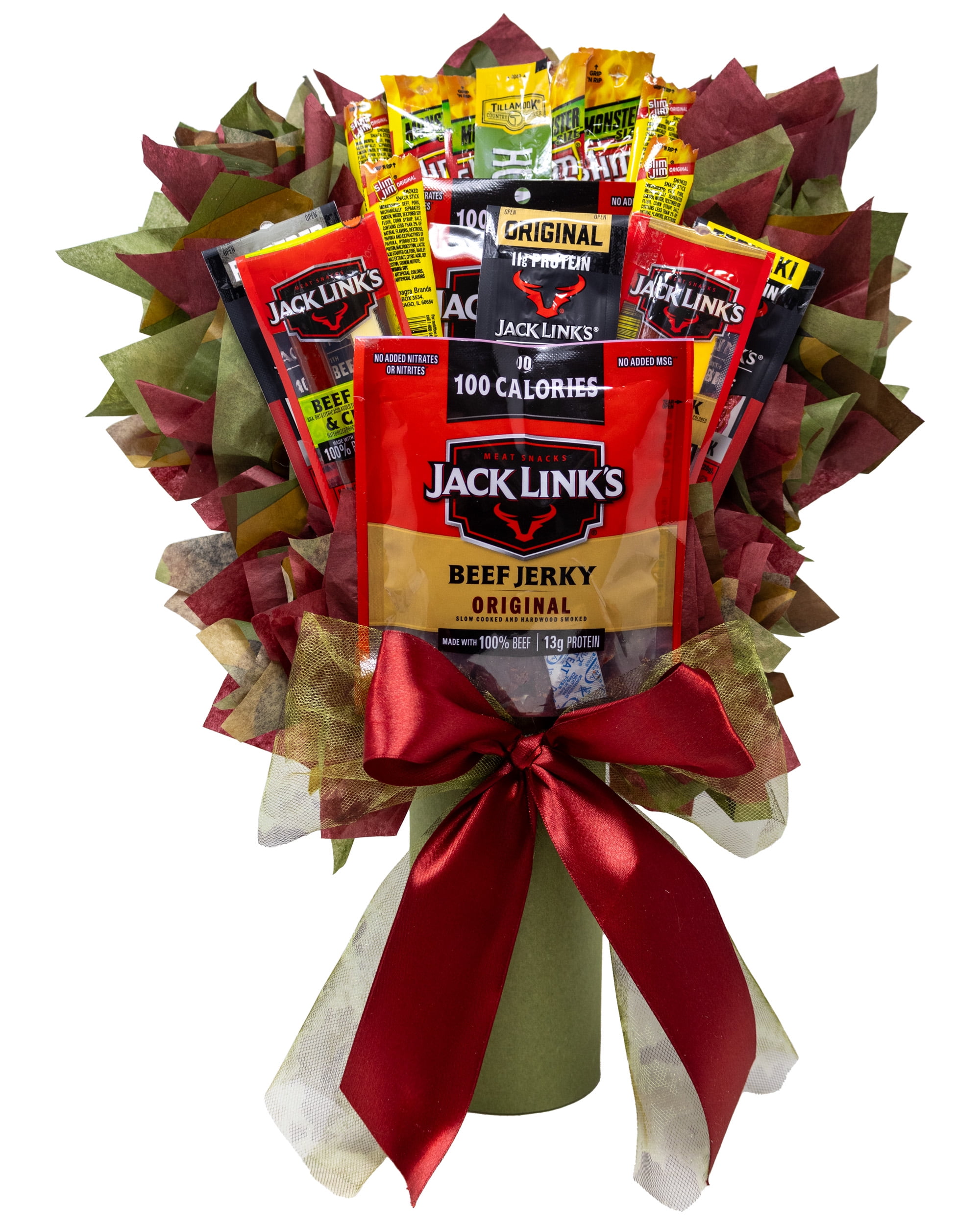 Beef Jerky Bouquet with a Unique Variety of Name Brand Meat Snacks ...