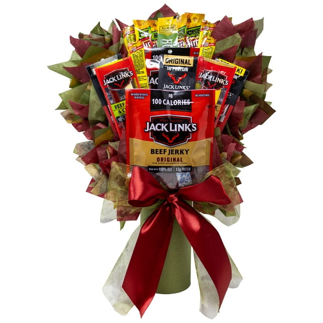 Beef Jerky Bouquet with a Unique Variety of Name Brand Meat Snacks ...
