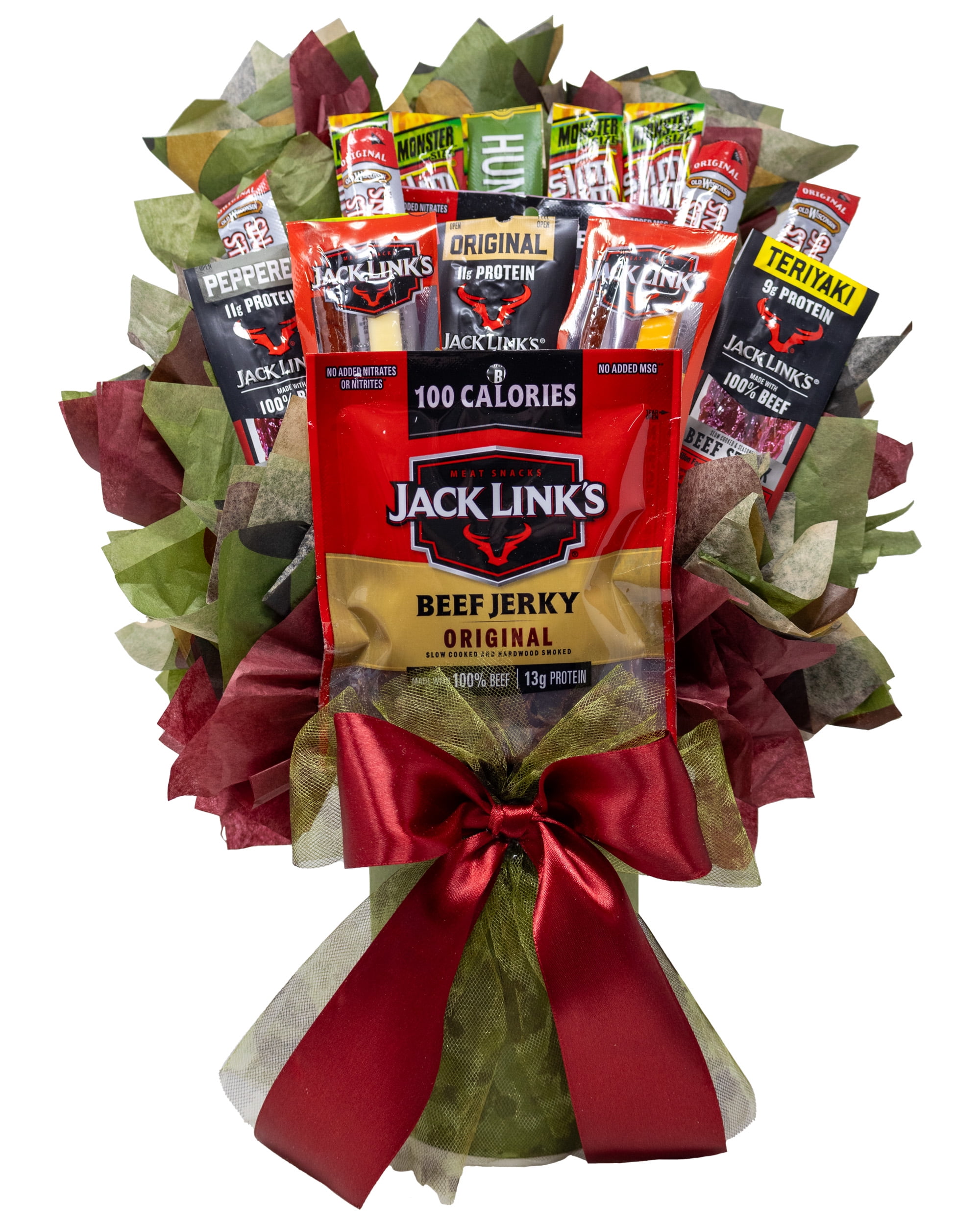 Beef Jerky Bouquet with a Unique Variety of Name Brand Meat Snacks ...