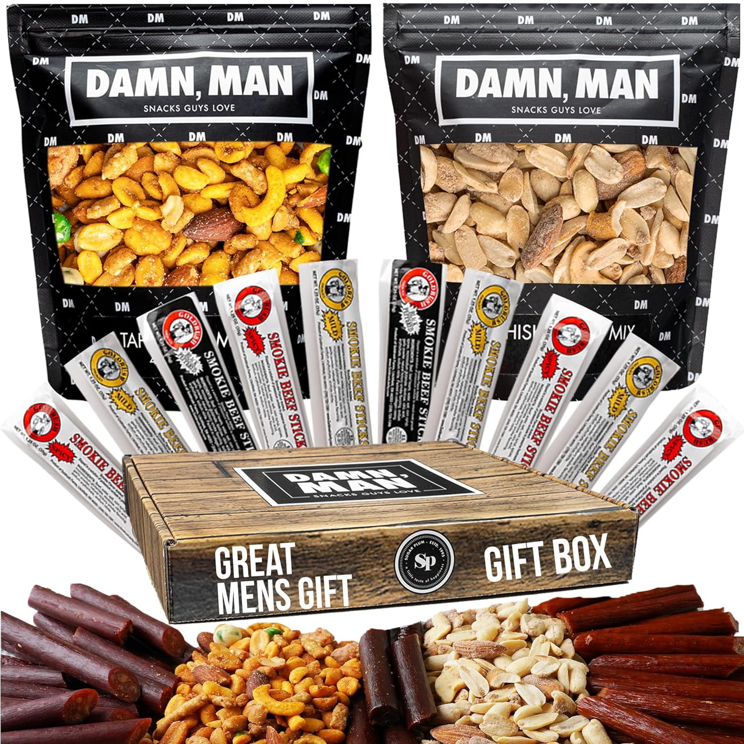 Beef Jerky Gift Basket for Men with Nuts - 12 pc, Great Gift for Dad ...