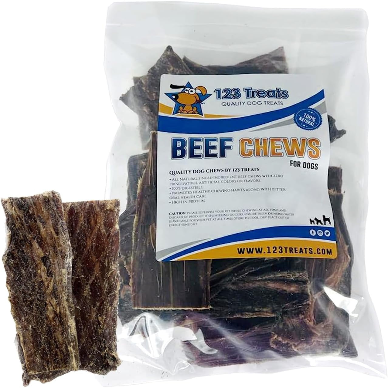 Beef Jerky Treats for dogs 5 inches (25 Count) Delicious Dog Chews Made ...