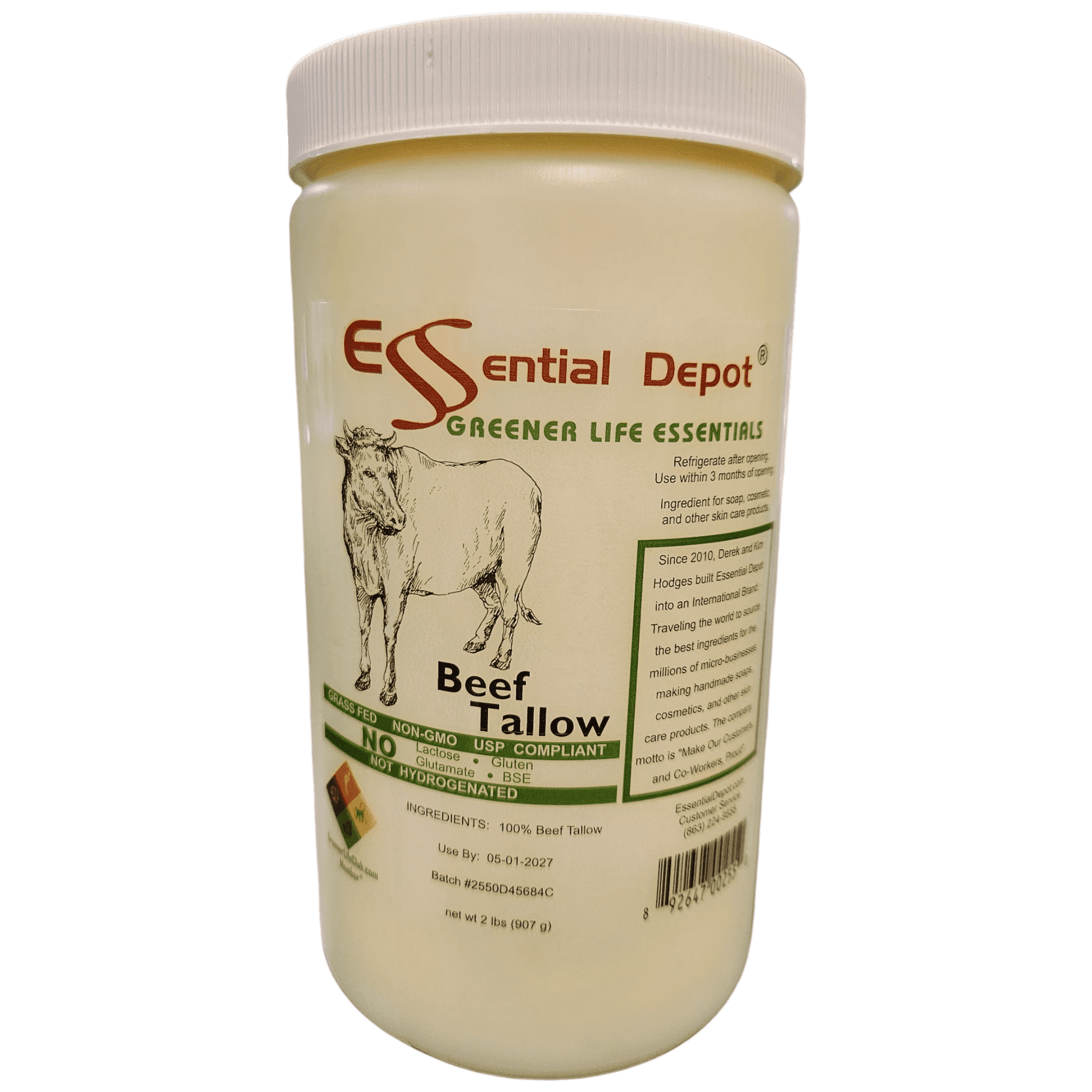 Essential Depot Beef Tallow, Grass-Fed, Non-GMO, Keto Friendly, 1 Quart ...