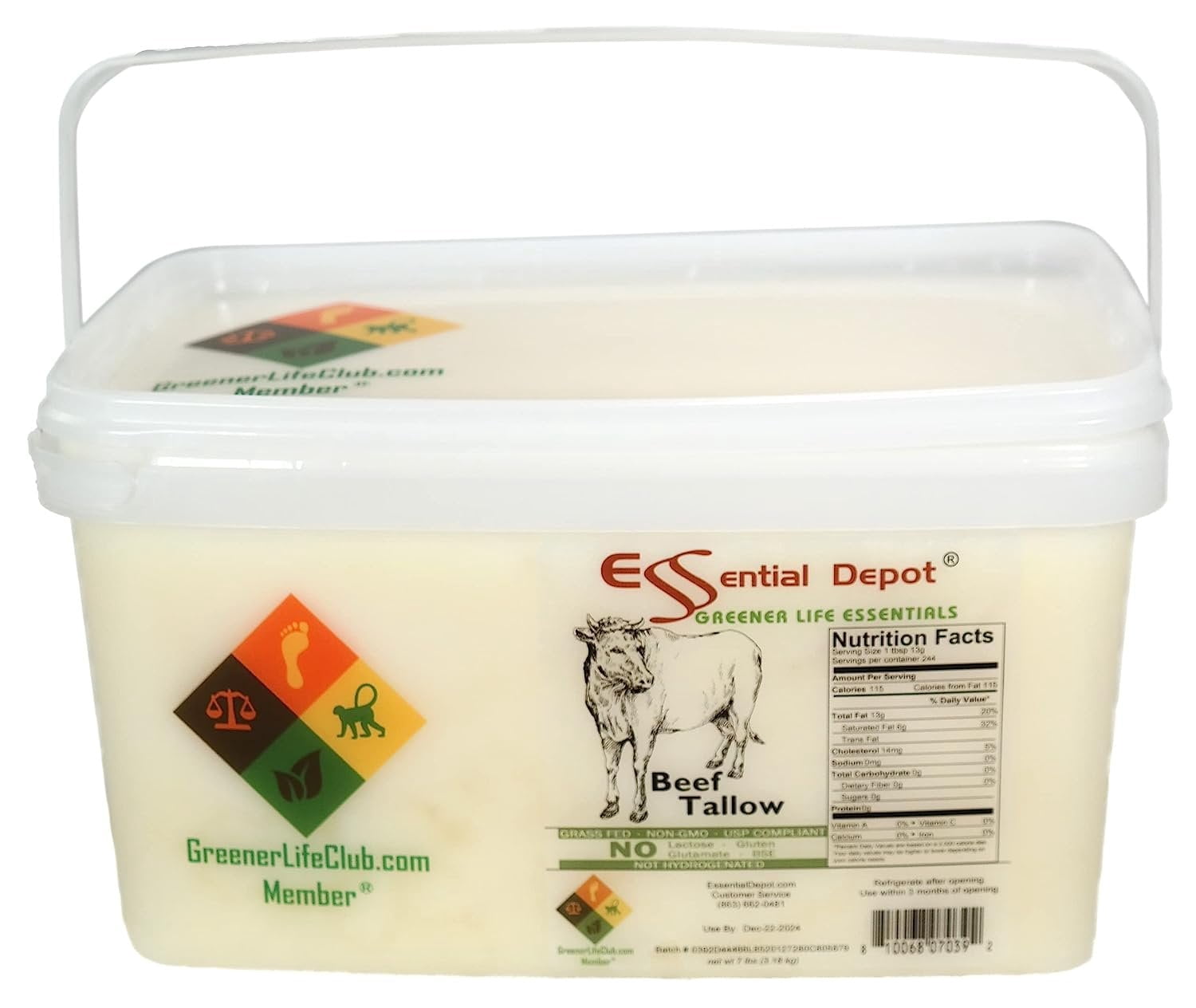 Beef Tallow 7 lbs - Grass Feed - Non-GMO - Food Grade. - Walmart ...