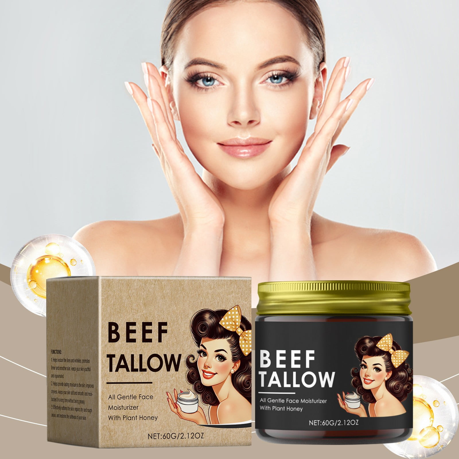 Beef Tallow And Balm 2.12oz Fed Moisturizer Body Lotion Skin And Lip ...