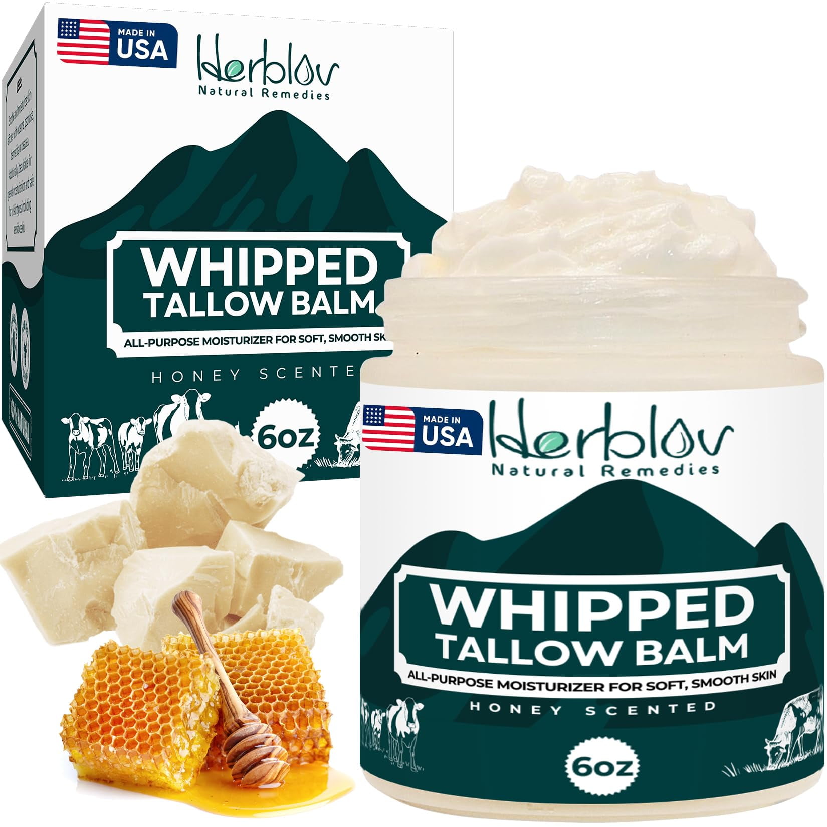 Beef Tallow Balm - BCA3 Natural Grass Fed Whipped Tallow Honey All ...