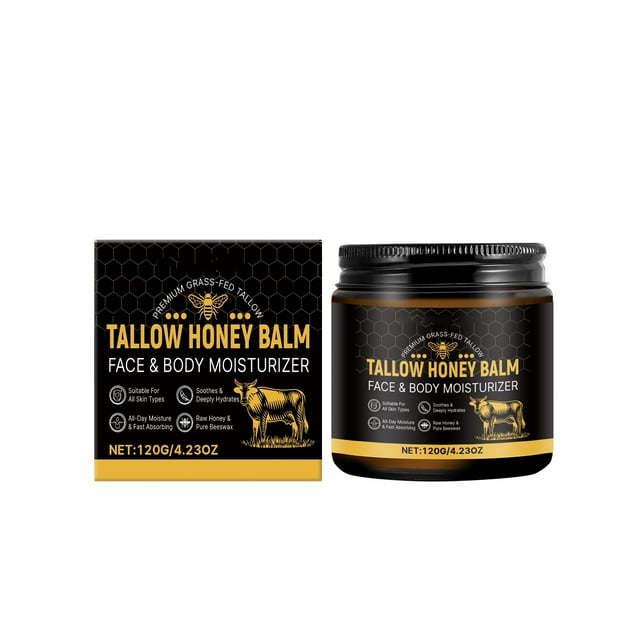 Beef Tallow Balm for Skin and Face with Raw Honey Beeswax Hydrating ...