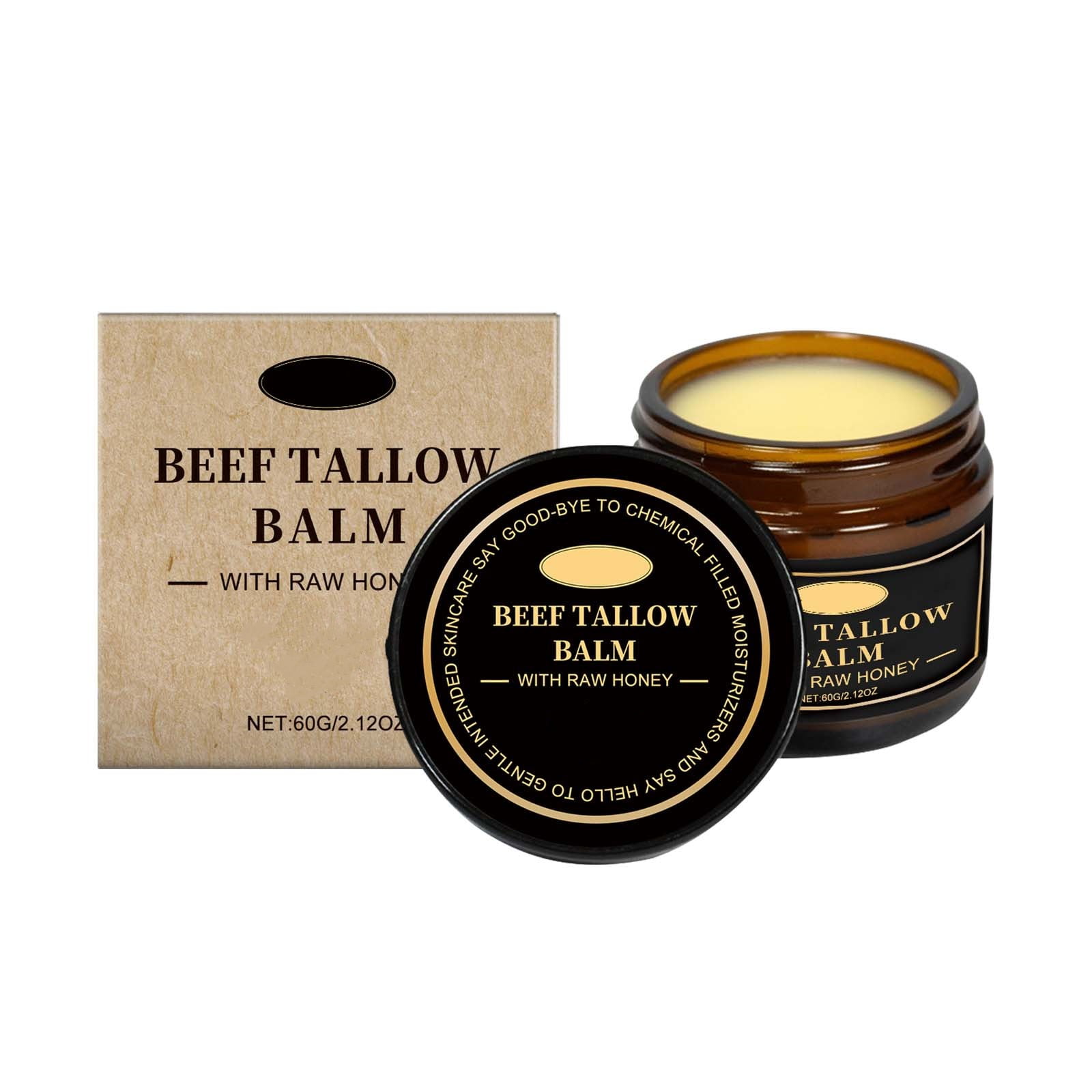 Beef Tallow Balm, with Raw Honey, Grass-Fed Tallow for Skin, Face ...
