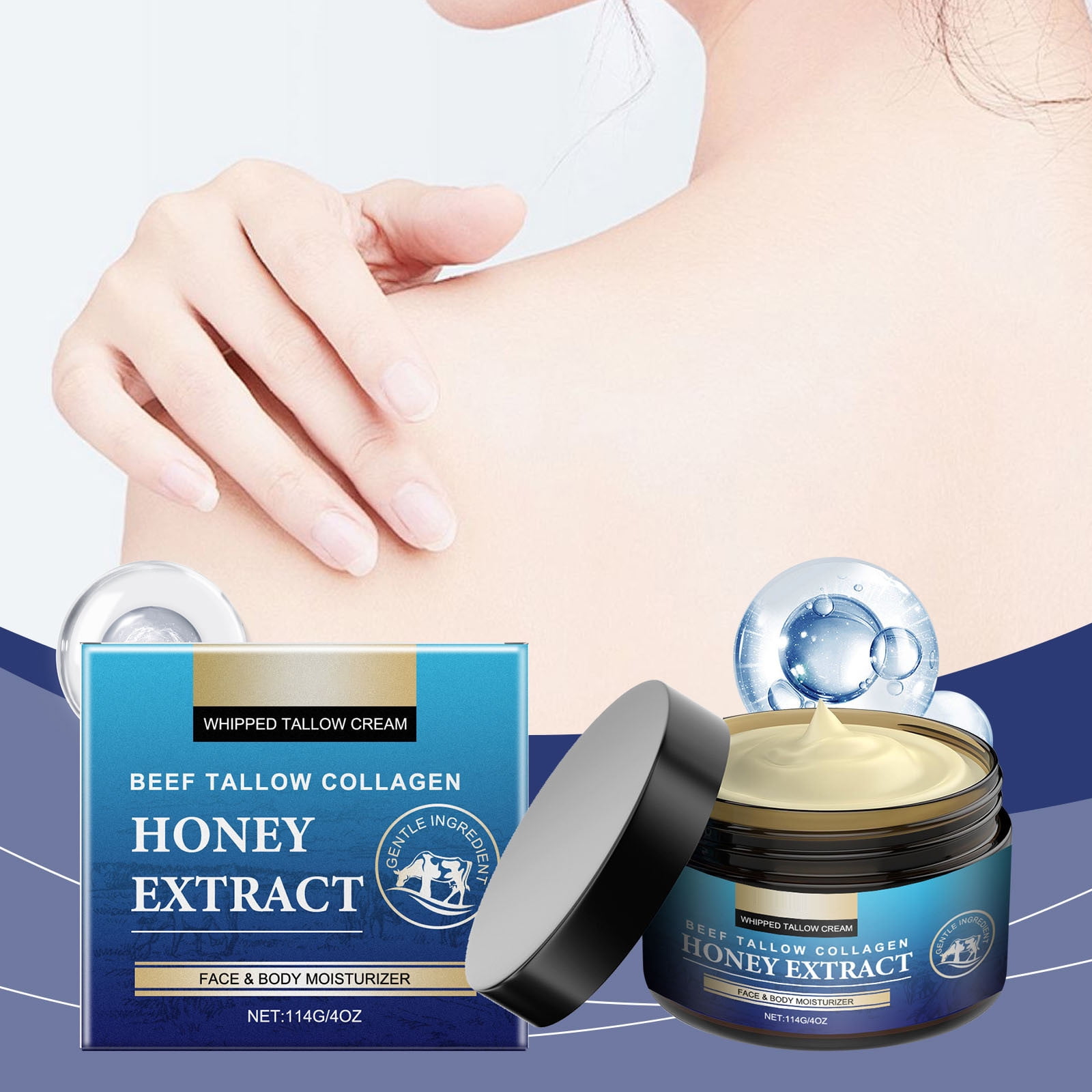 Beef Tallow Collagen Honey Beeswax, 7 in 1 Moisturizer, Natural Beef ...