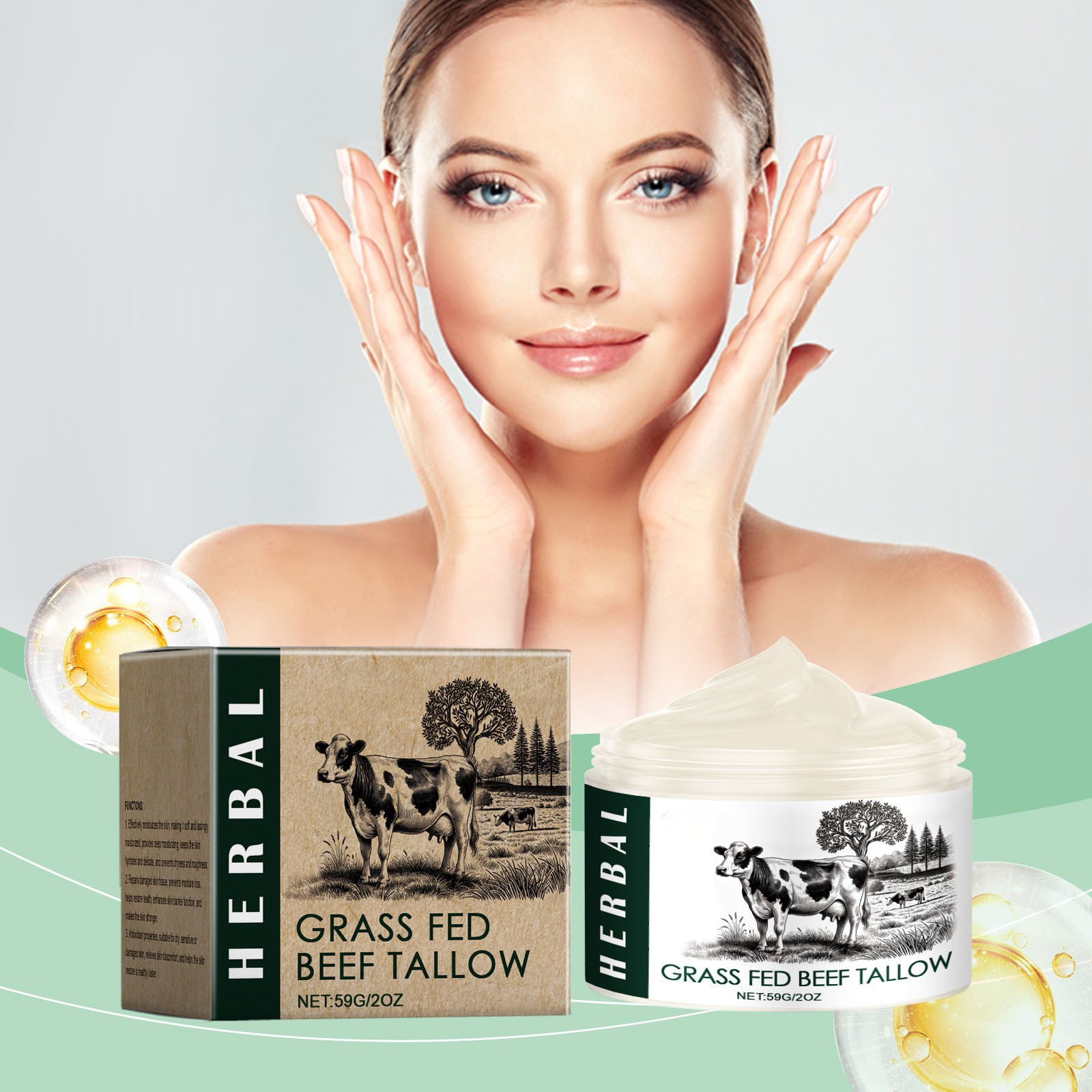 Beef Tallow Cream for Skin, Moisturizer Cream, Whipped Tallow Cream for ...