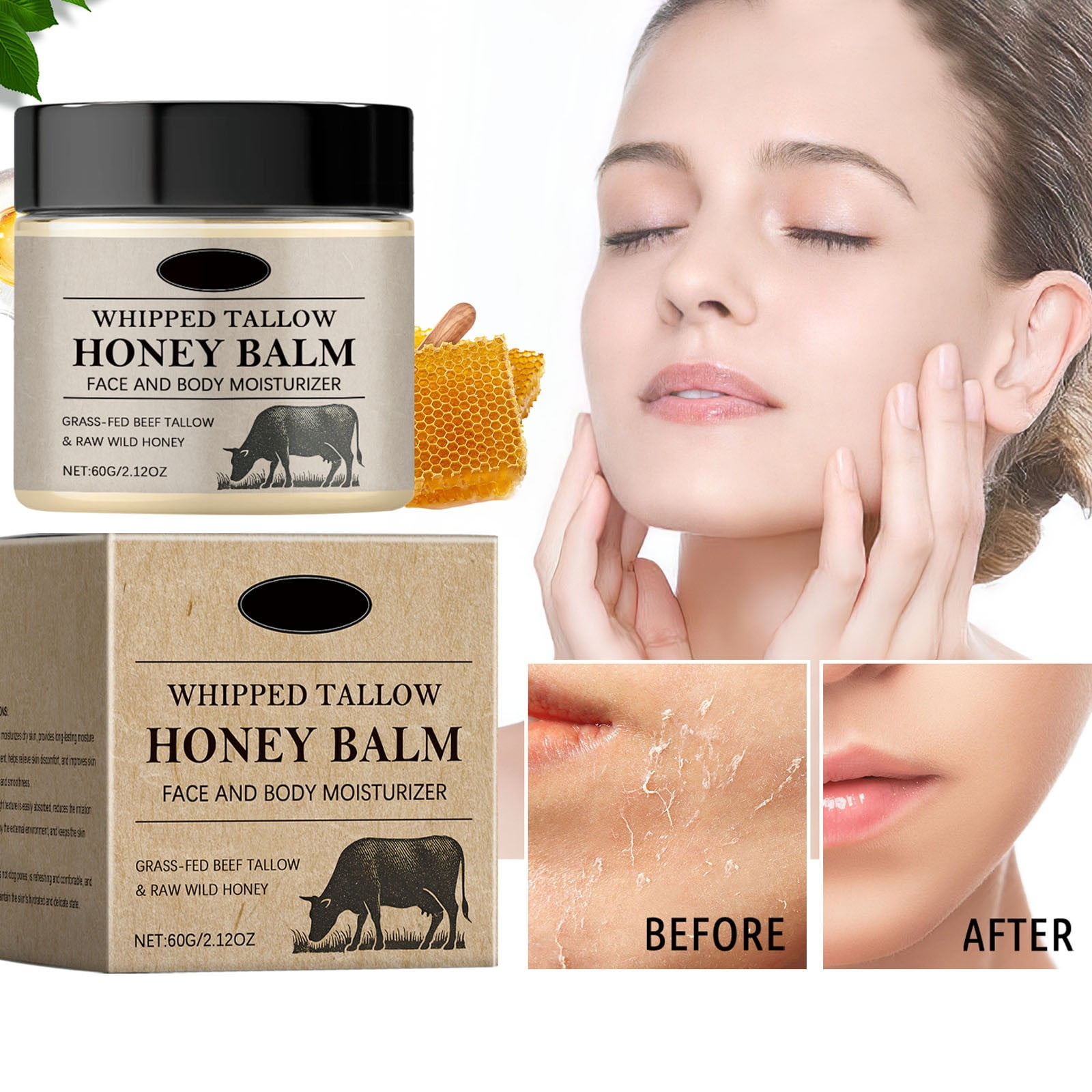 Beef Tallow Face Moisturizer: Whipped and Grass-Fed Cow Tallow Balm ...