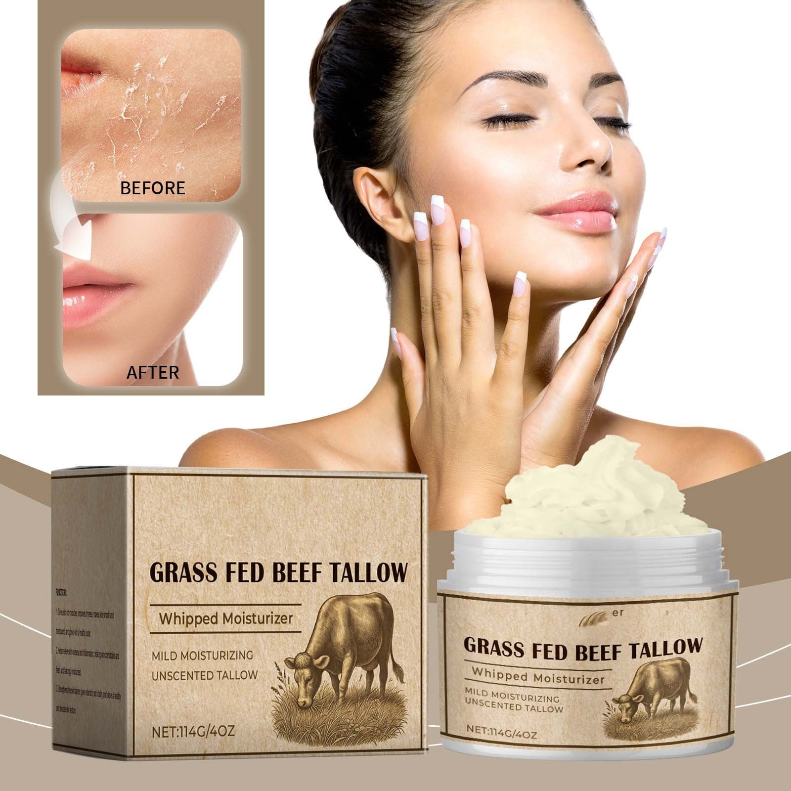 Beef Tallow Facial Moisturizer Deeply Moisturizes Soothes Redness ...