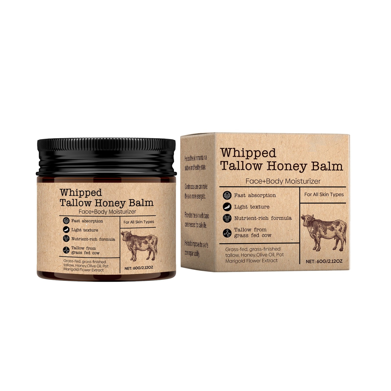 Beef Tallow & Honey Balm – Organic Whipped Grass Fed Tallow Face & Body ...