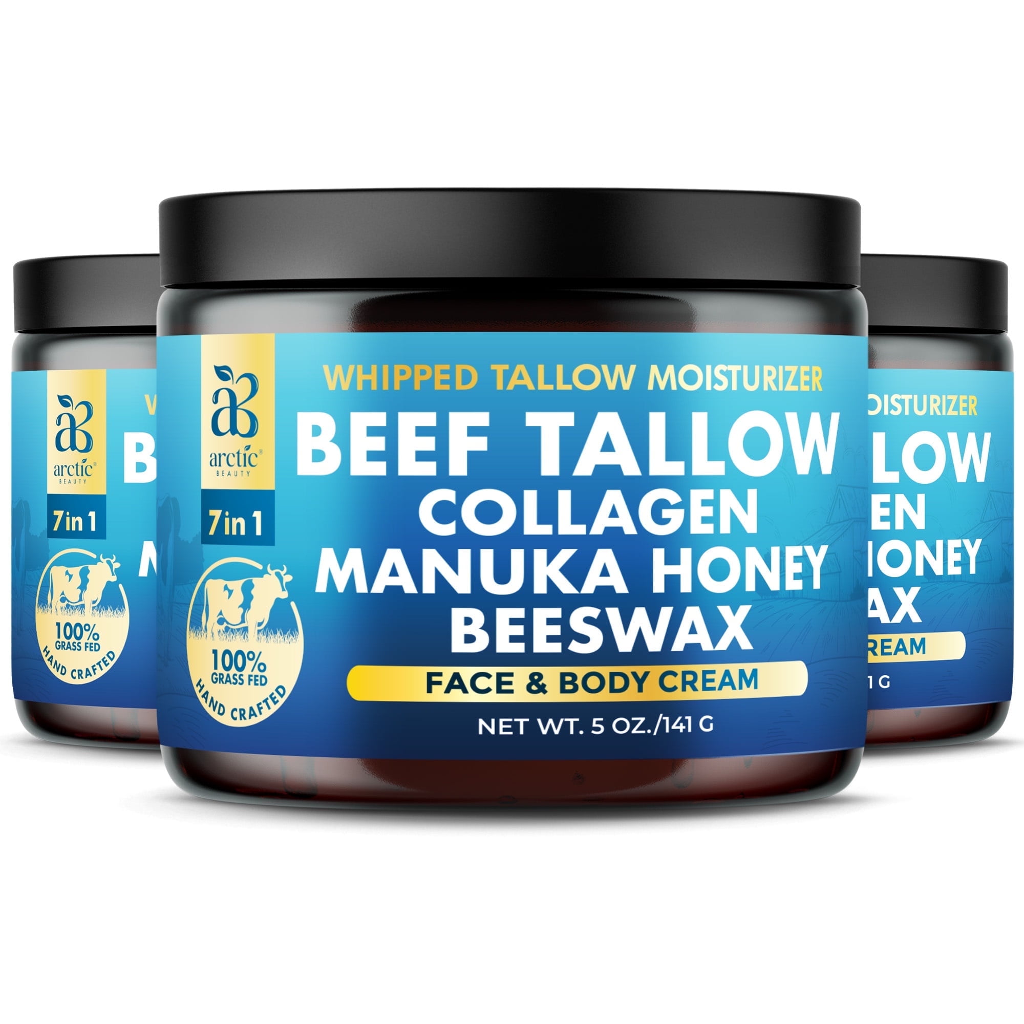 Beef Tallow, Organic Grass-Fed Beef Tallow Balm with Manuka Honey, Aloe ...